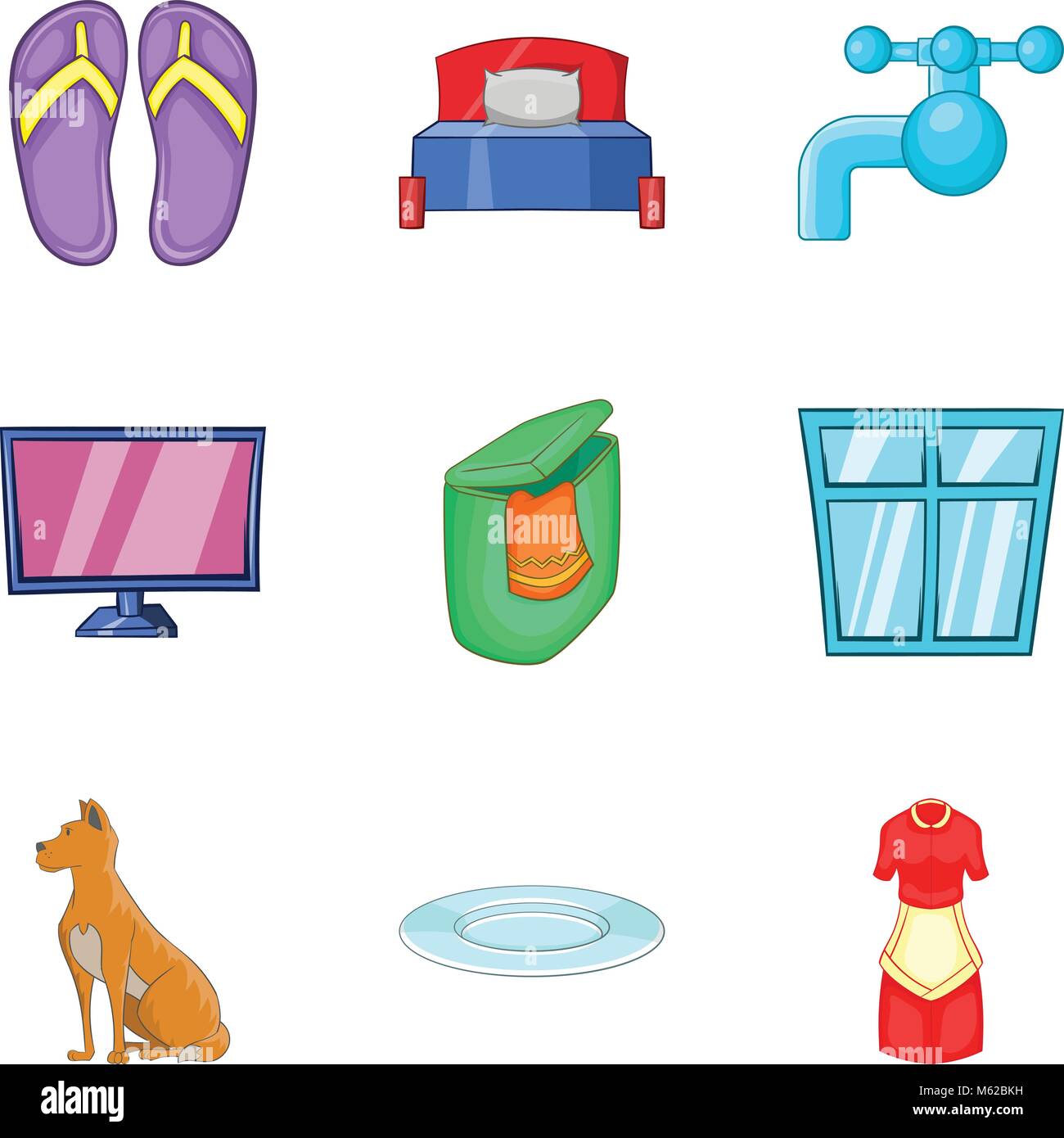House washing icons set, cartoon style Stock Vector Image & Art - Alamy