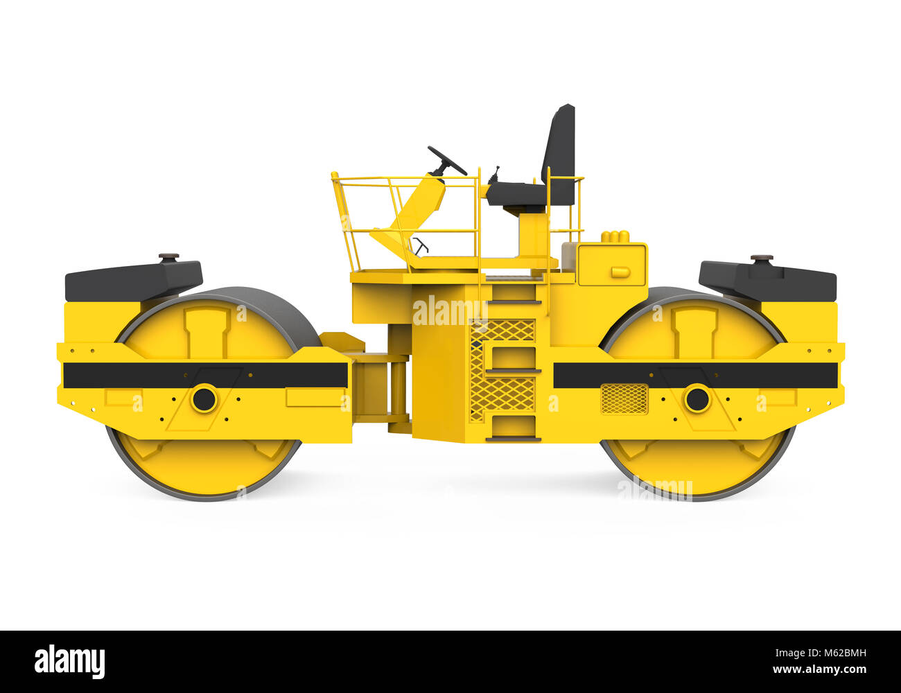 Yellow Road Roller Isolated Stock Photo - Alamy