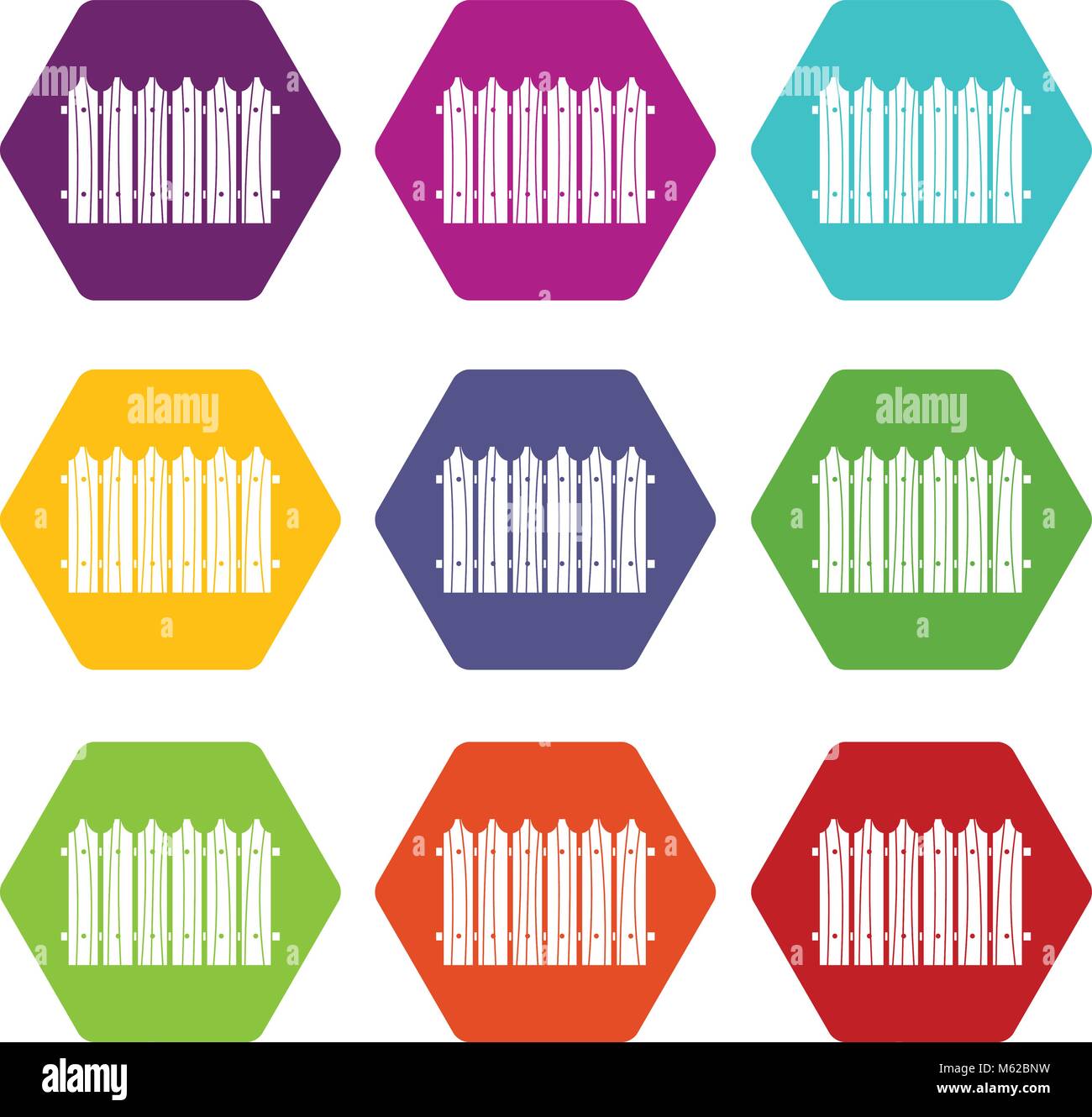 Wooden fence icon set color hexahedron Stock Vector Image & Art - Alamy