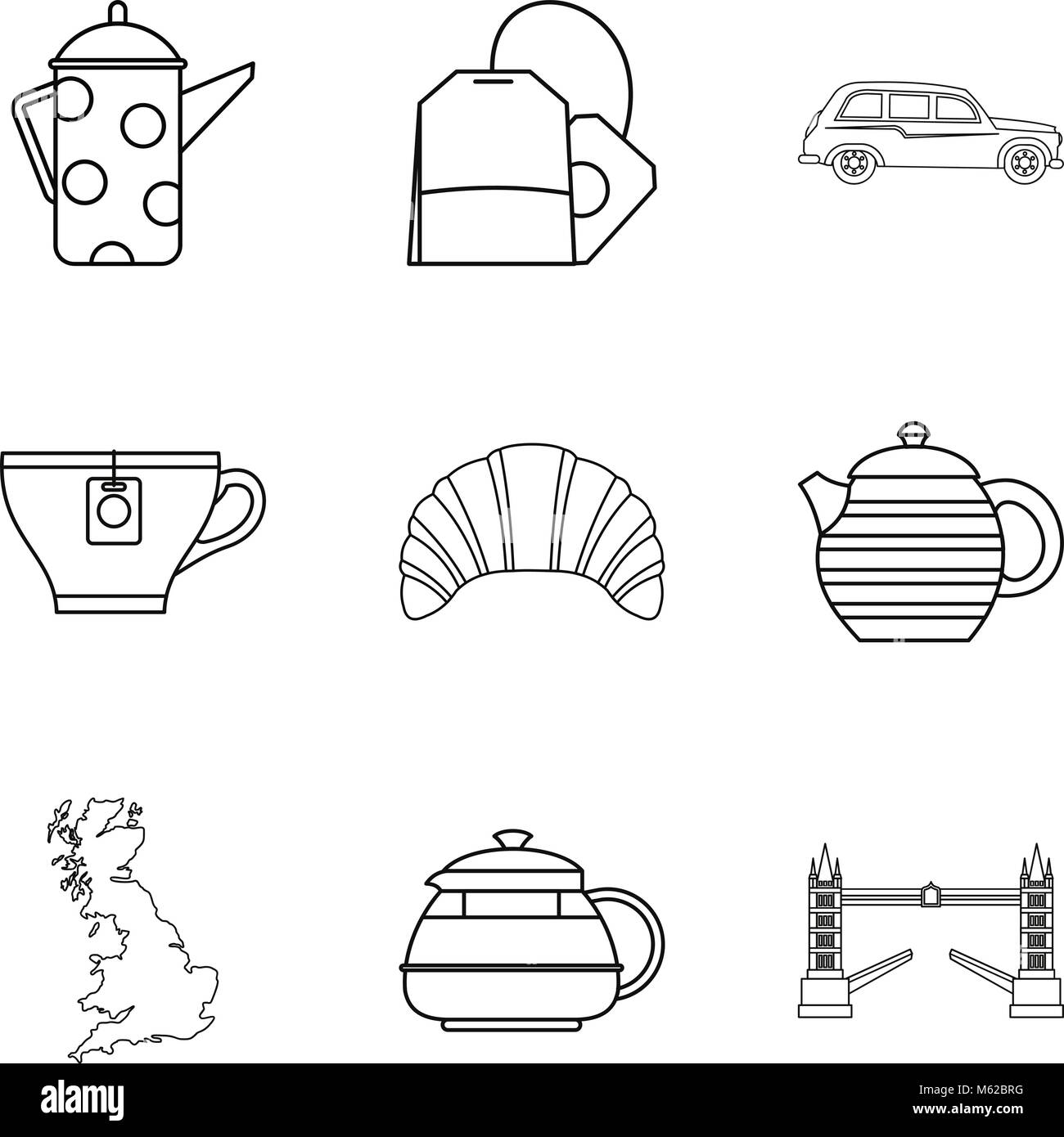 Tea place icons set, outline style Stock Vector Image & Art - Alamy