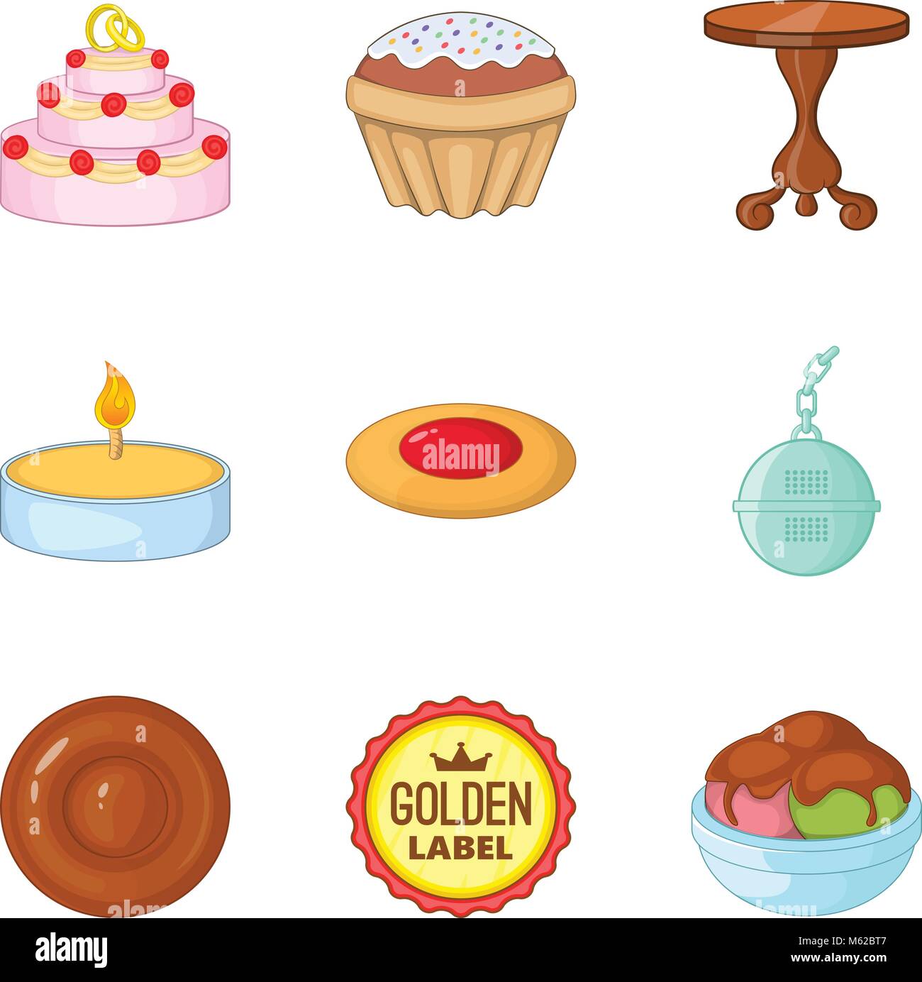 Afternoon tea icons set, cartoon style Stock Vector Image & Art - Alamy