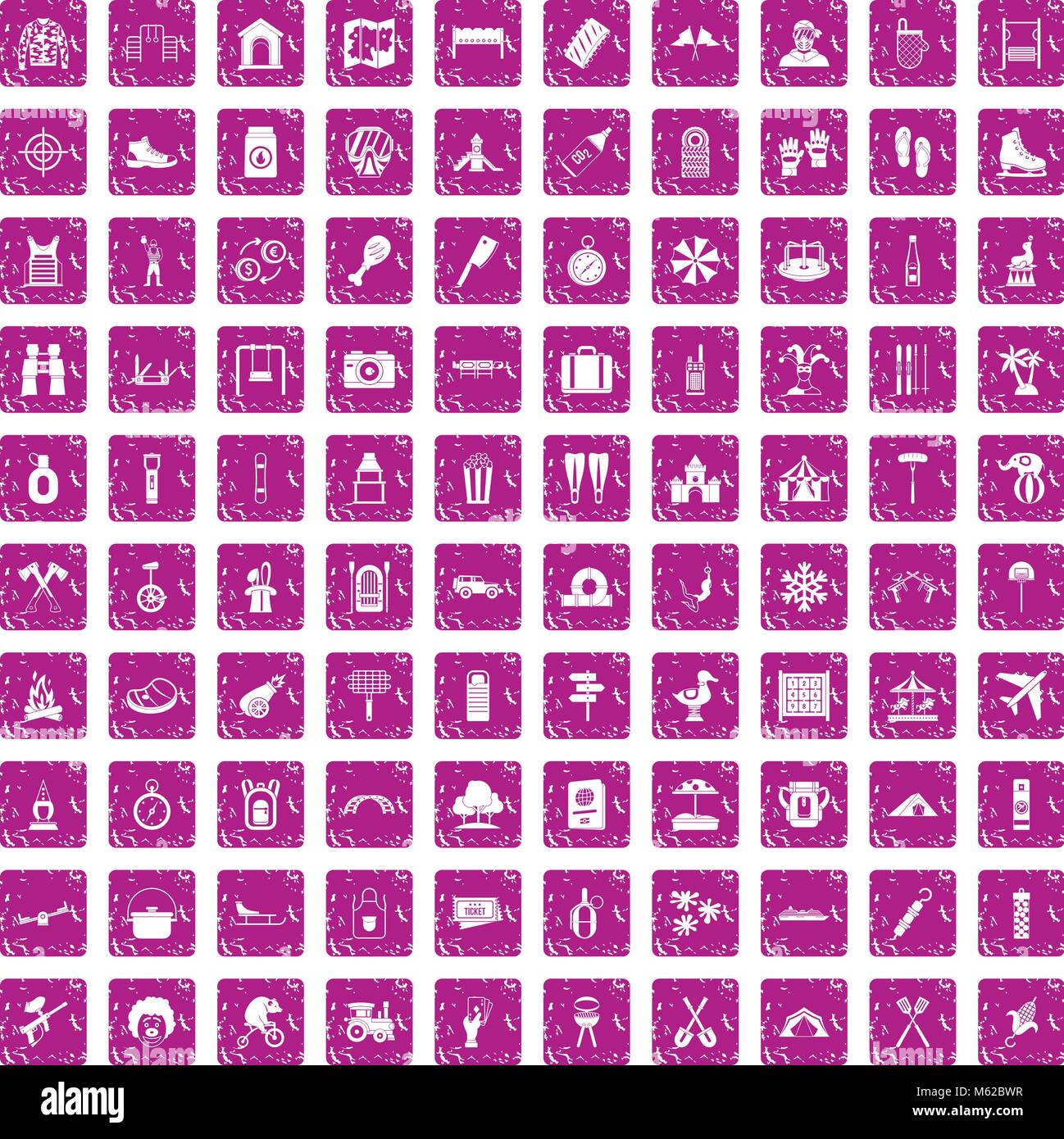100 holidays family icons set grunge pink Stock Vector Image & Art - Alamy