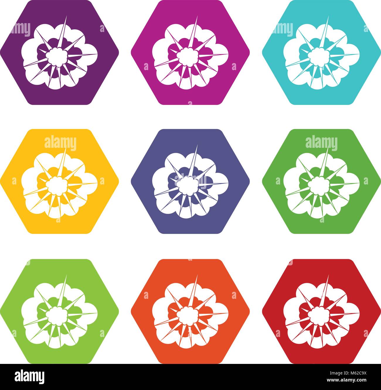 Cloudy explosion icon set color hexahedron Stock Vector Image & Art - Alamy