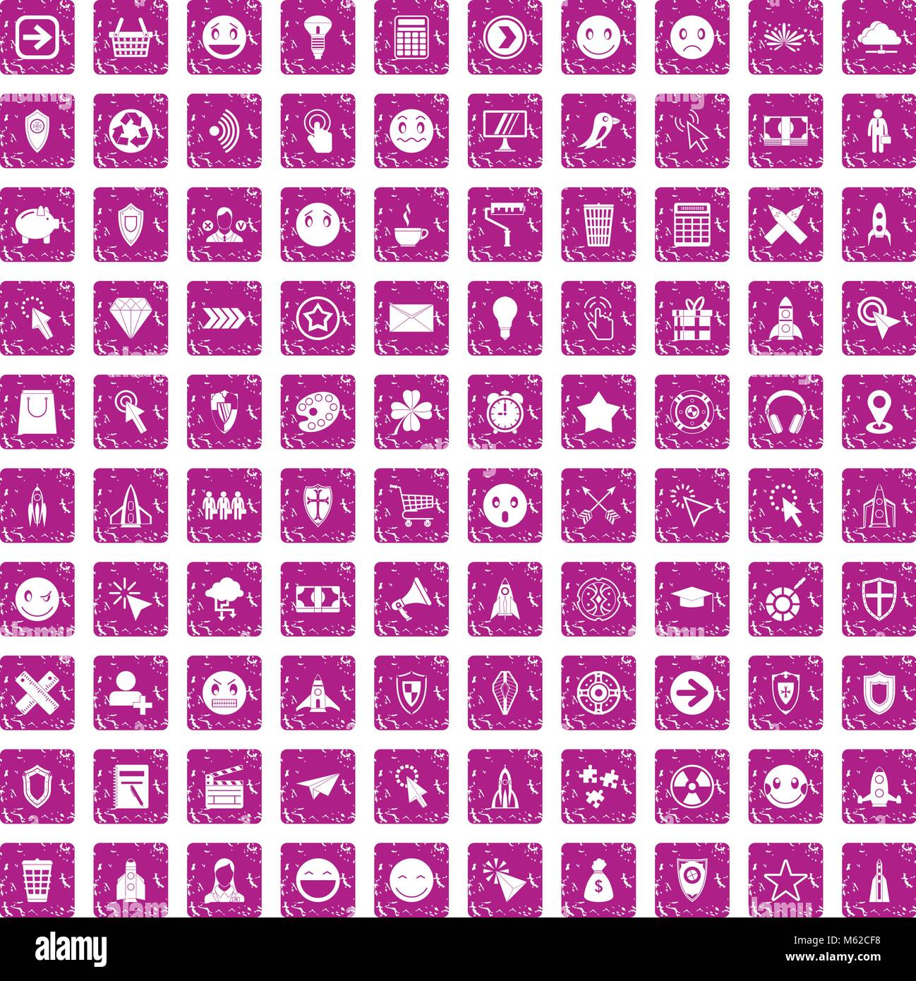 100 interface pictogram icons set grunge pink Stock Vector Image & Art ...