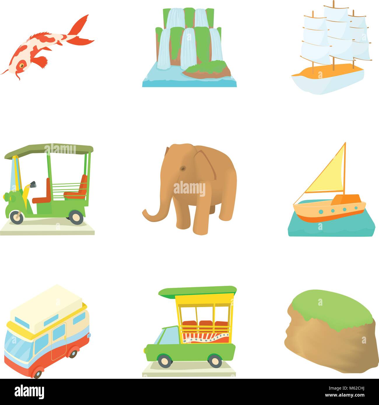 Tourist destination icons set, cartoon style Stock Vector Image & Art ...