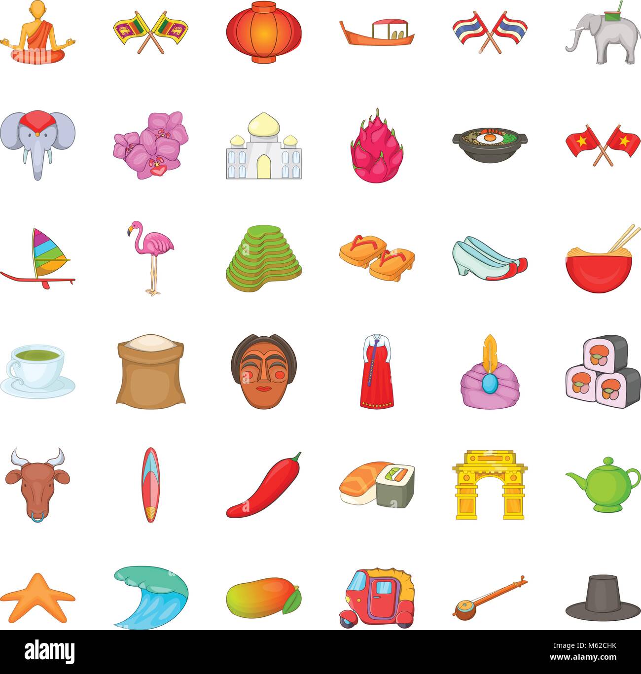 Oriental icons set, cartoon style Stock Vector Image & Art - Alamy