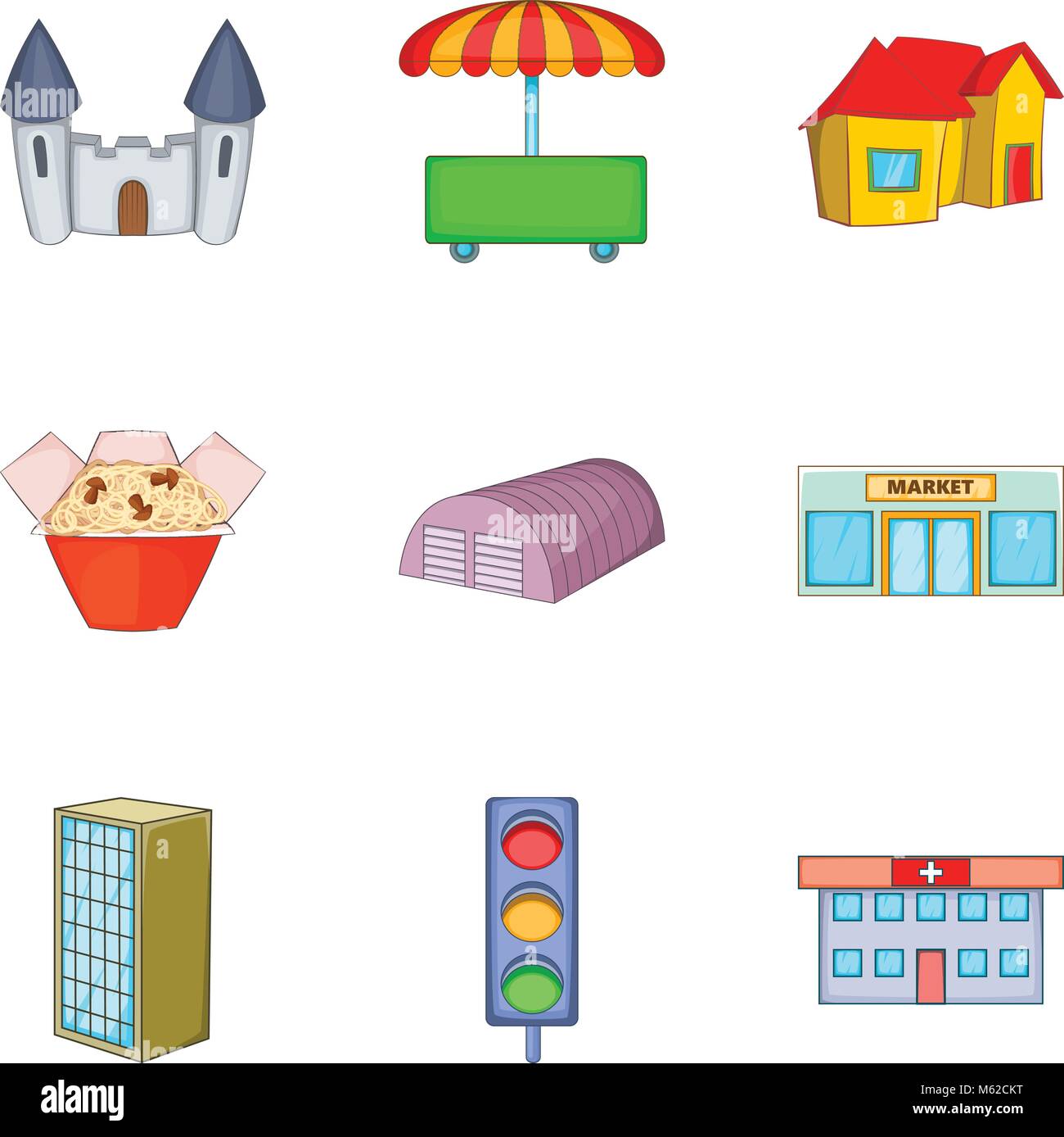 Municipal place icons set, cartoon style Stock Vector Image & Art - Alamy