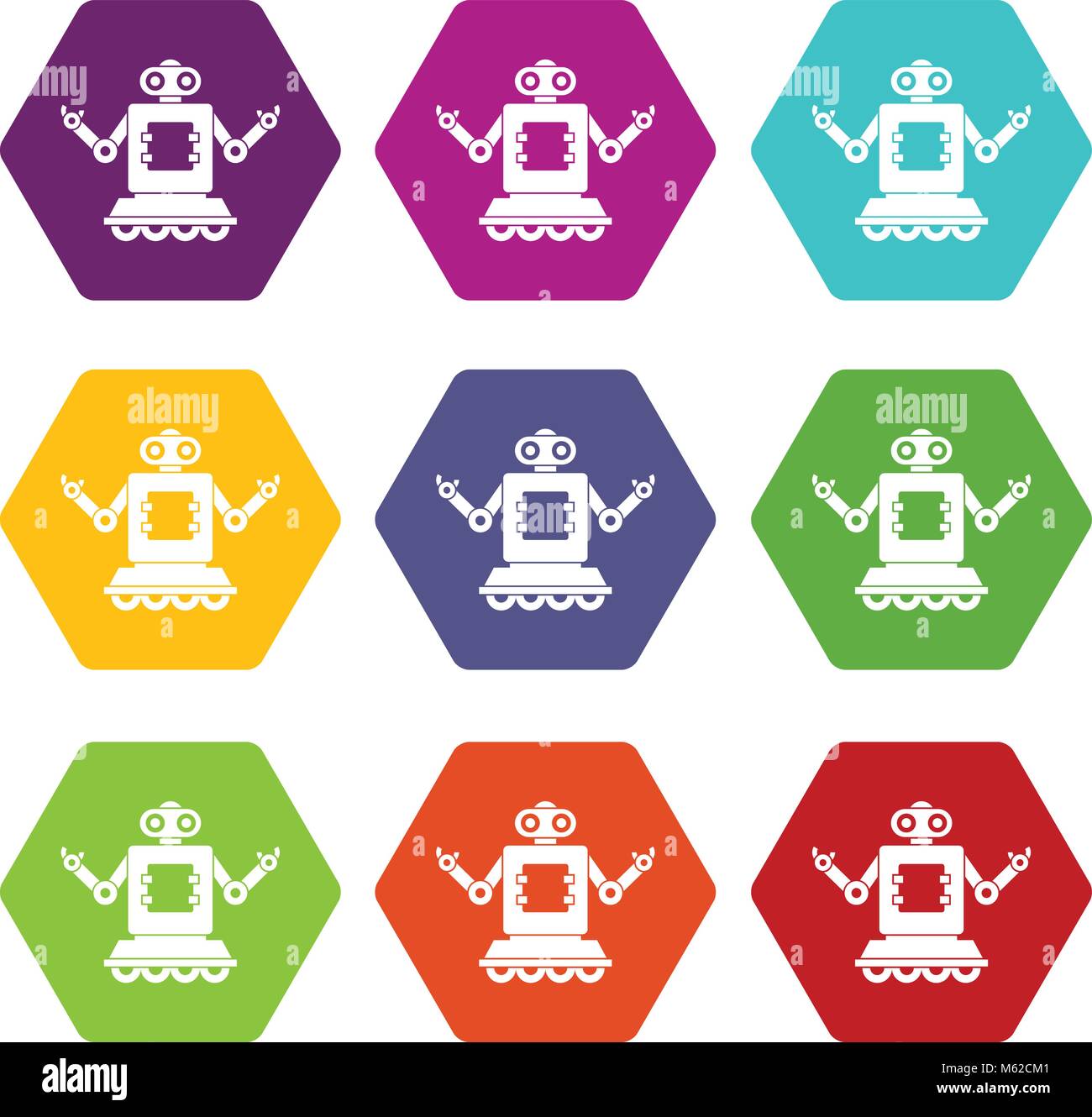 Cyborg on wheels icon set color hexahedron Stock Vector Image & Art - Alamy