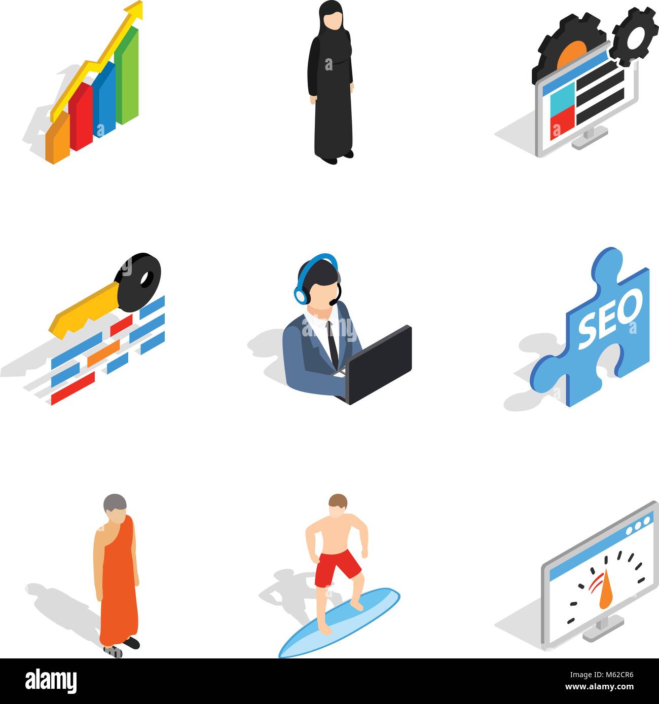 Human resource service icons set, isometric style Stock Vector Image ...