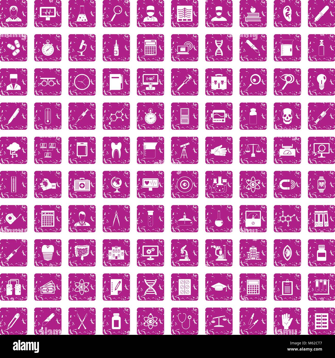 100 lab icons set grunge pink Stock Vector Image & Art - Alamy