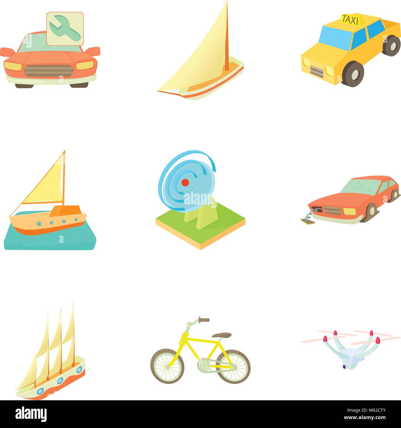 Truck transportation icons set, cartoon style Stock Vector Image & Art ...