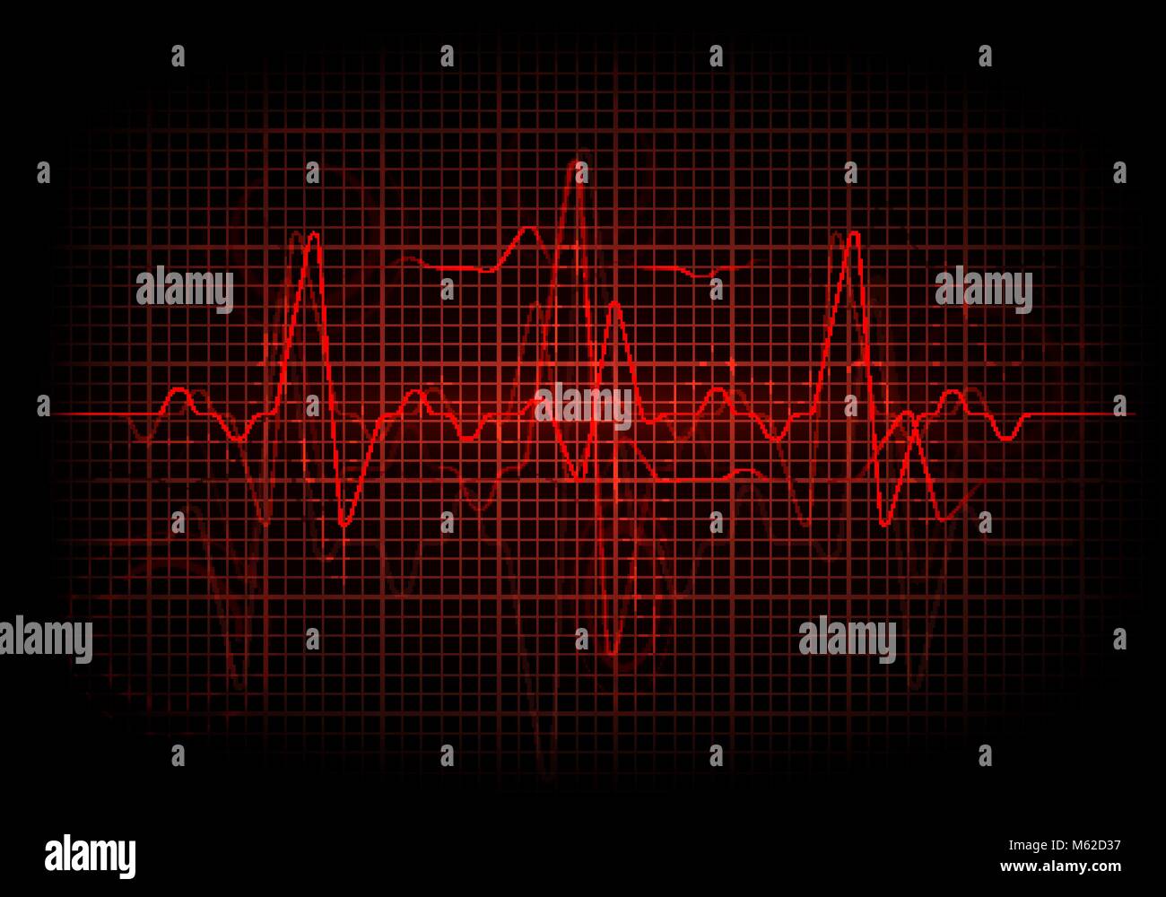 Red sinusoidal line. Earthquake seismic activity background ...