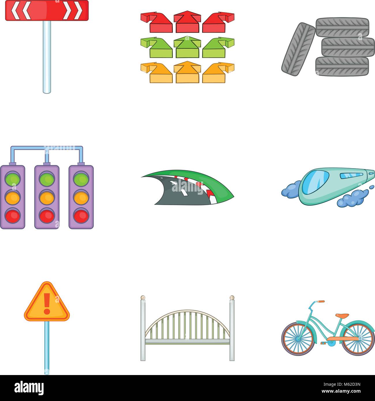 Network of highways icons set, cartoon style Stock Vector Image & Art ...