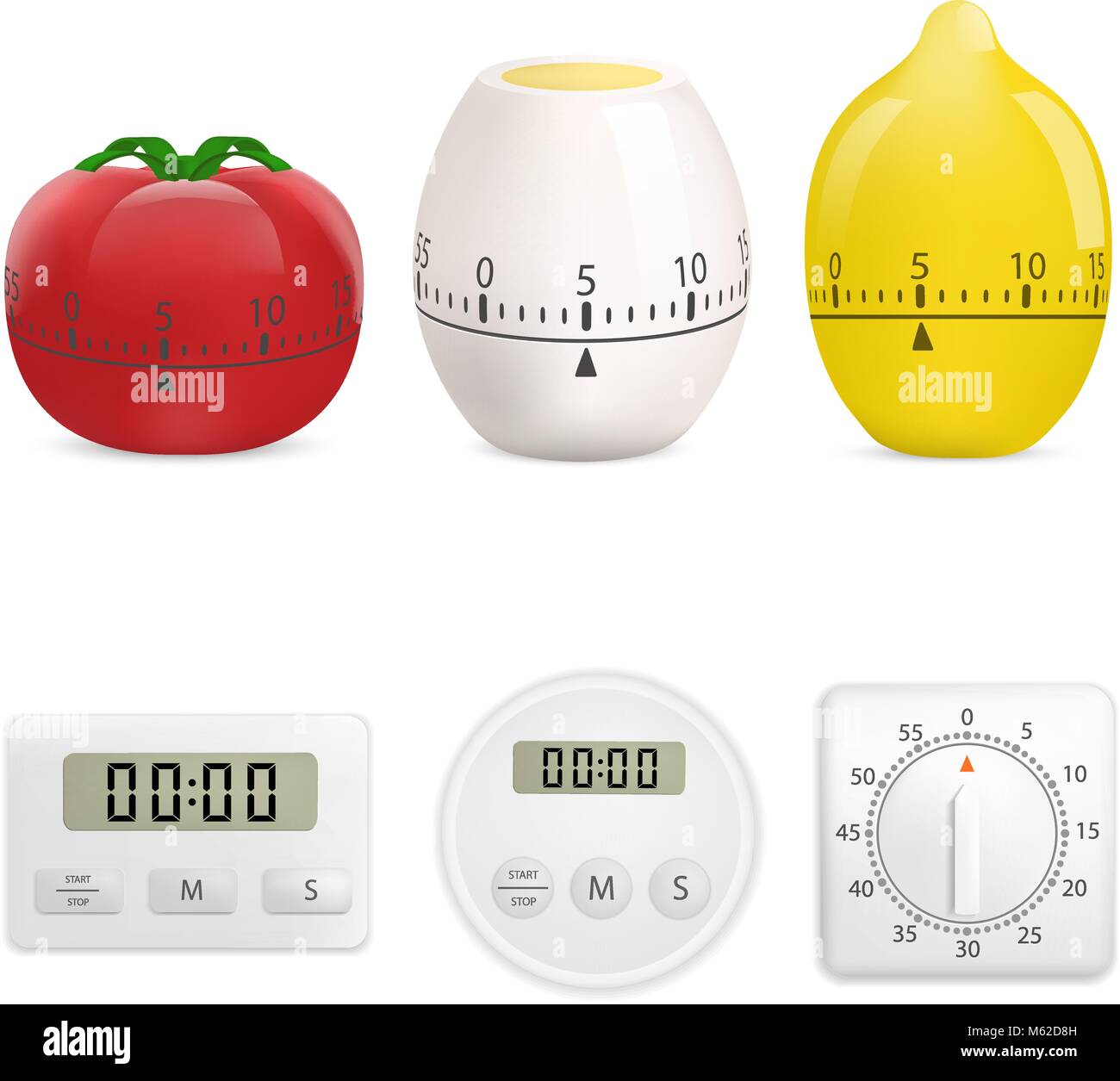 Kitchen Timer Mockup Set Realistic Style Stock Vector Image And Art Alamy