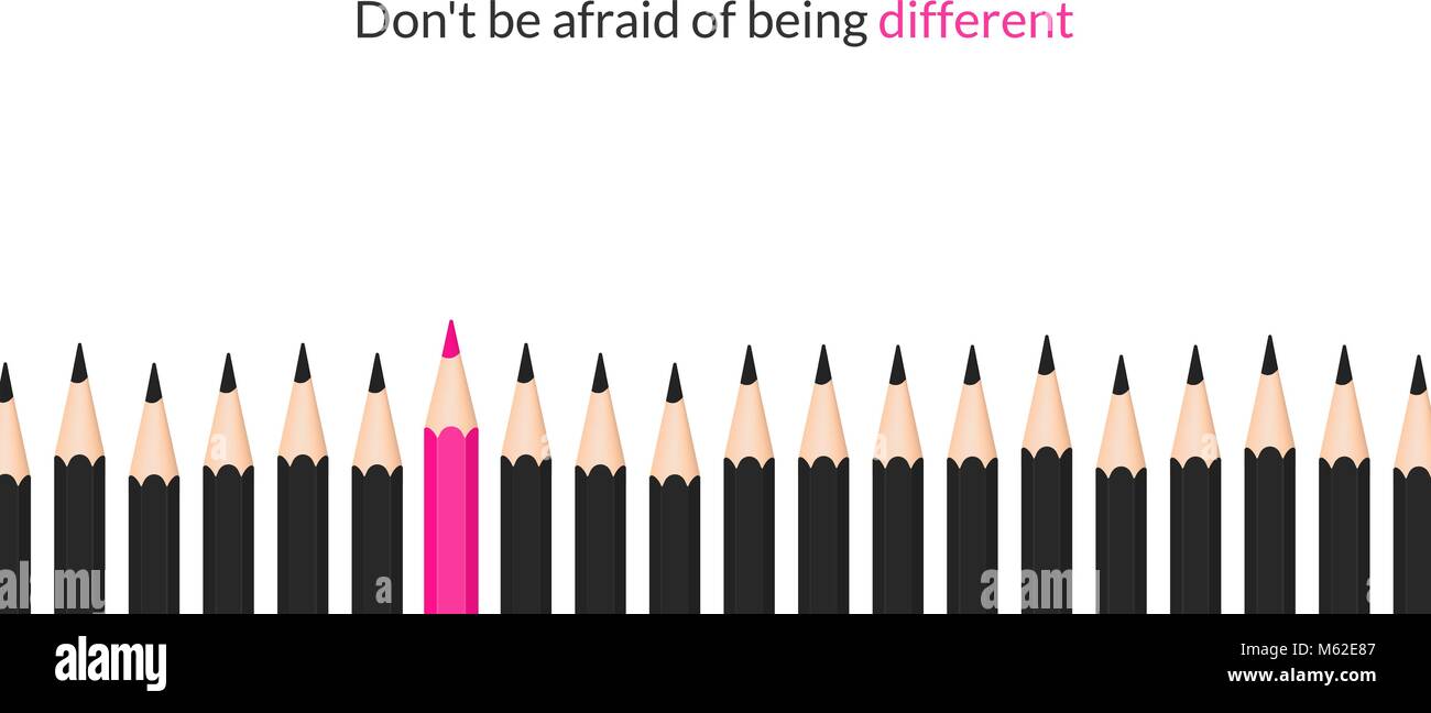 Don't be afraid of being different. Graphite pencils background with ...