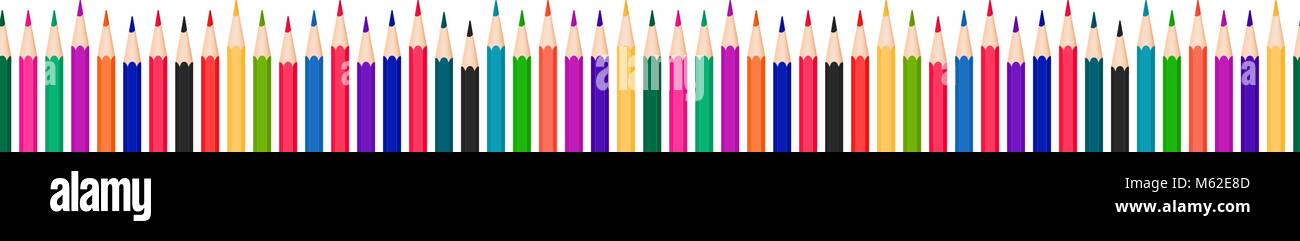 Colorful pencils seamless row. Vector horizontally tileable ...
