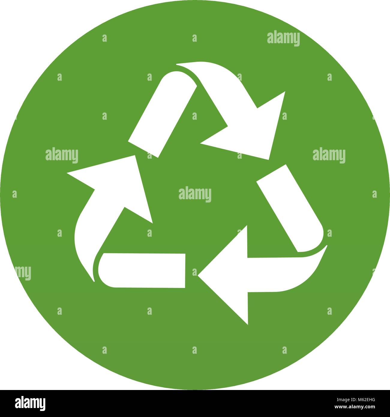 White recycle icon on green circle illustration Stock Vector Image ...