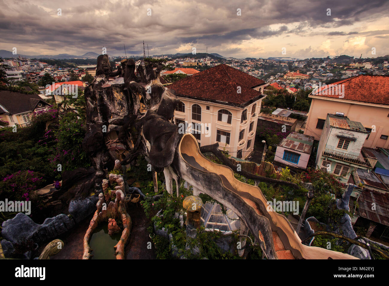 upper view of inner yard with specific wave stairs in hotel-tree of ...