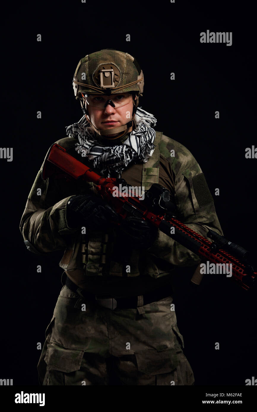 Photo of soldier with arms Stock Photo - Alamy