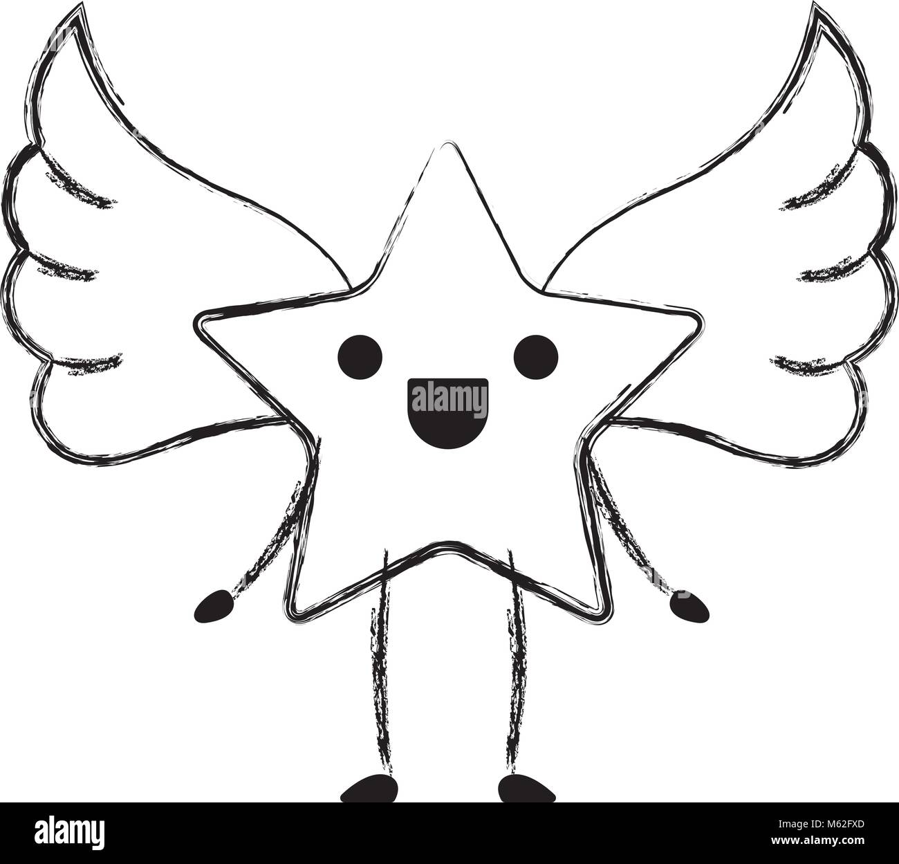 cute star with wings kawaii character Stock Vector Image & Art - Alamy