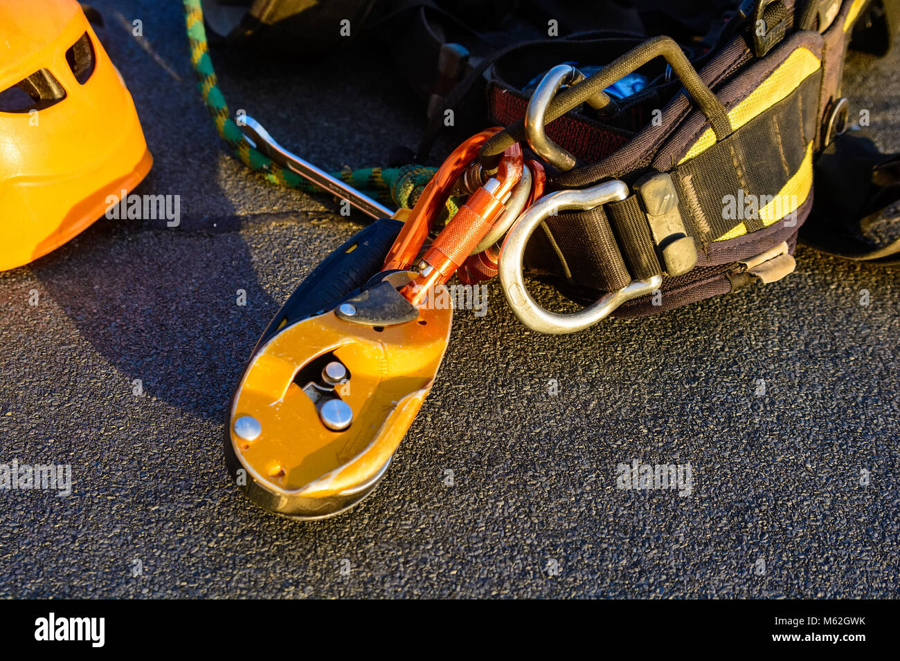 Close up industrial climbing equipment Stock Photo - Alamy