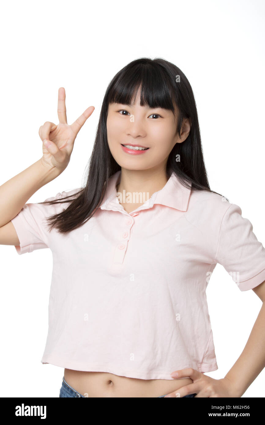 Portrait of a Beautiful Chinese American woman displaying a bit of ...