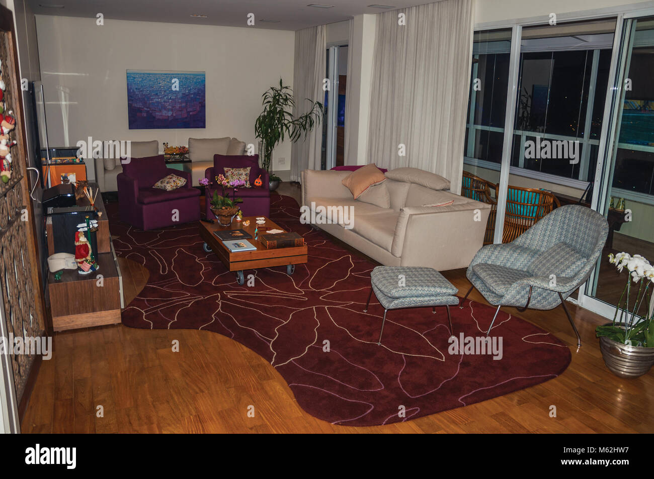 São Paulo, Brazil. View spacious living room with modern and elegant ...