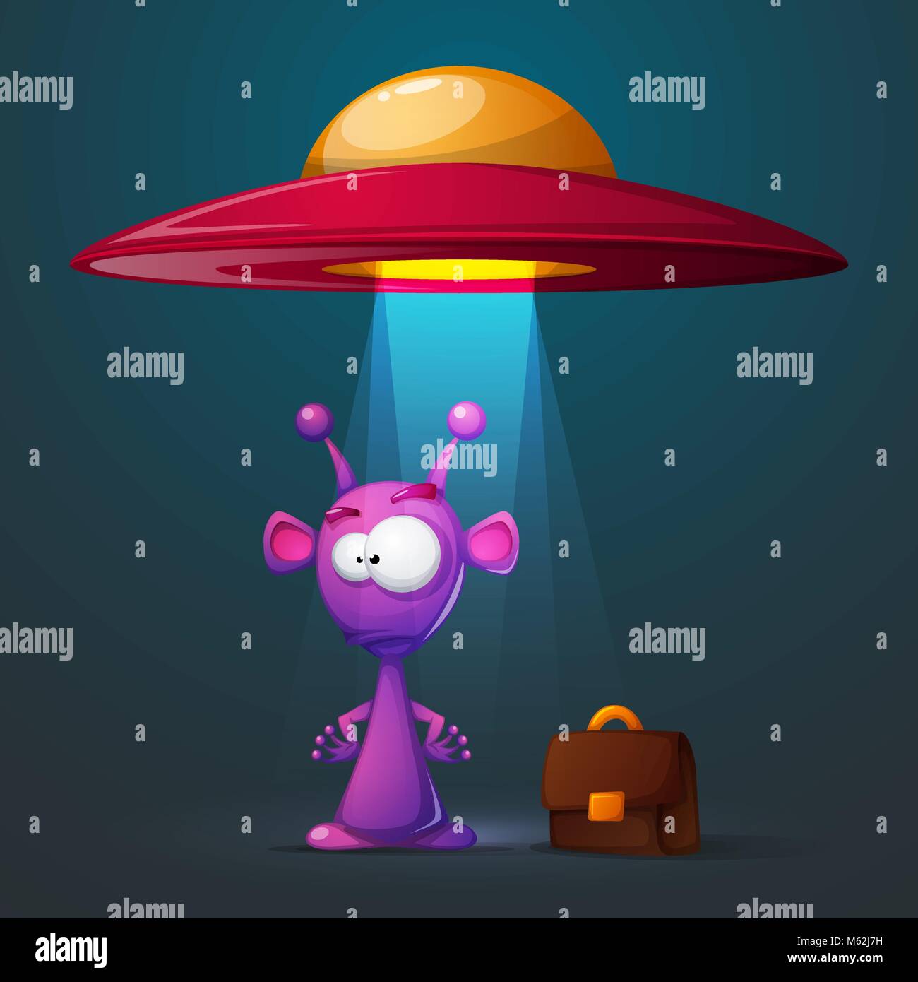 Cartoon Illustration Funny Alien Spaceship Stock Photos & Cartoon ...