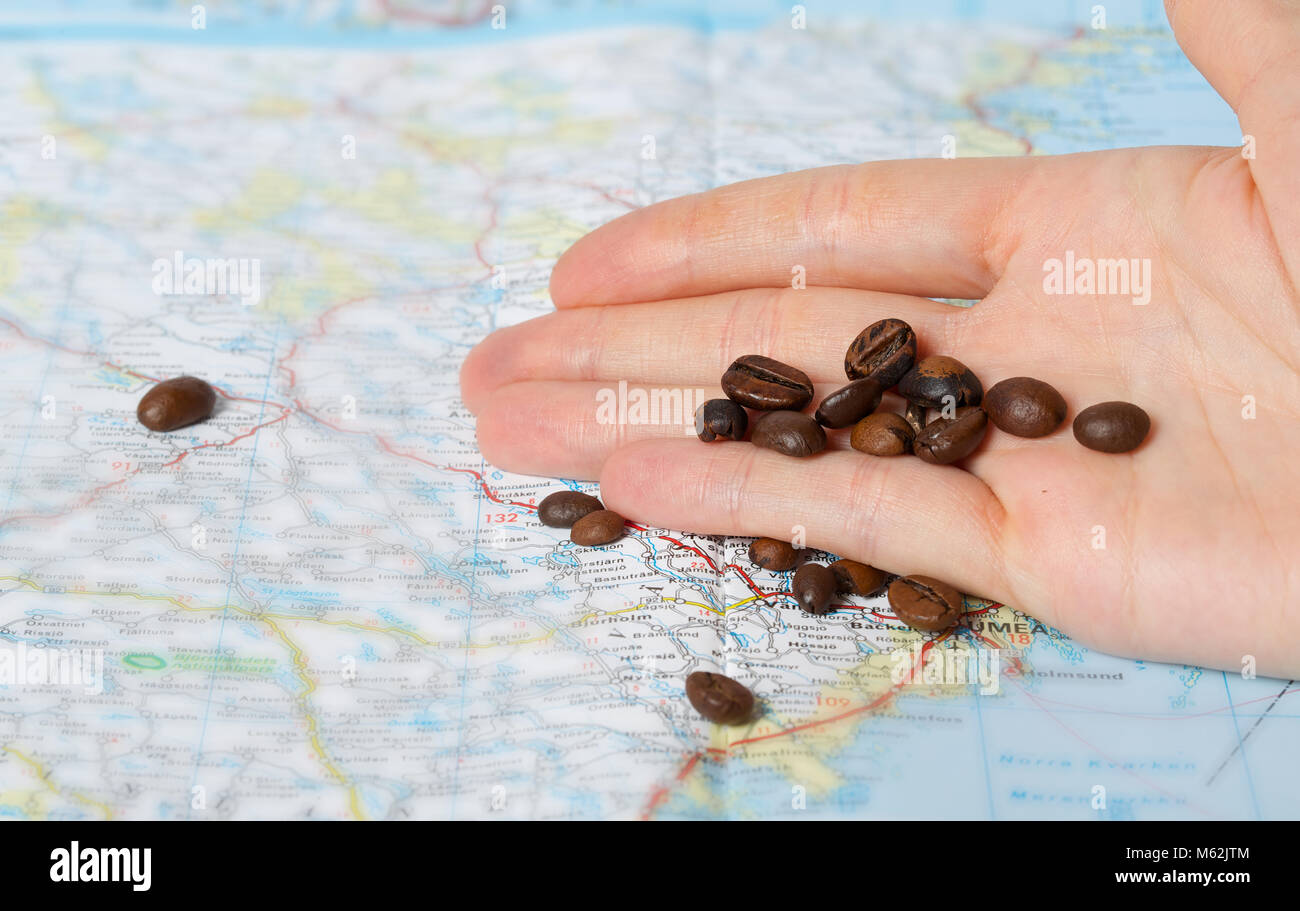 World map coffee production hi-res stock photography and images - Alamy