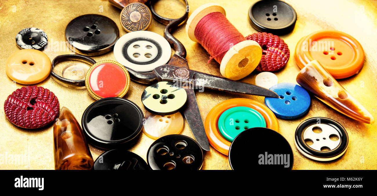 sewing kit from sewing , buttons and needlework Stock Photo - Alamy