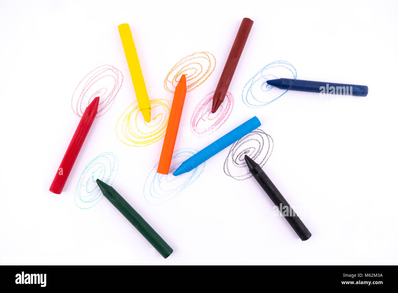 the colored scribbles made with wax crayons Stock Photo - Alamy