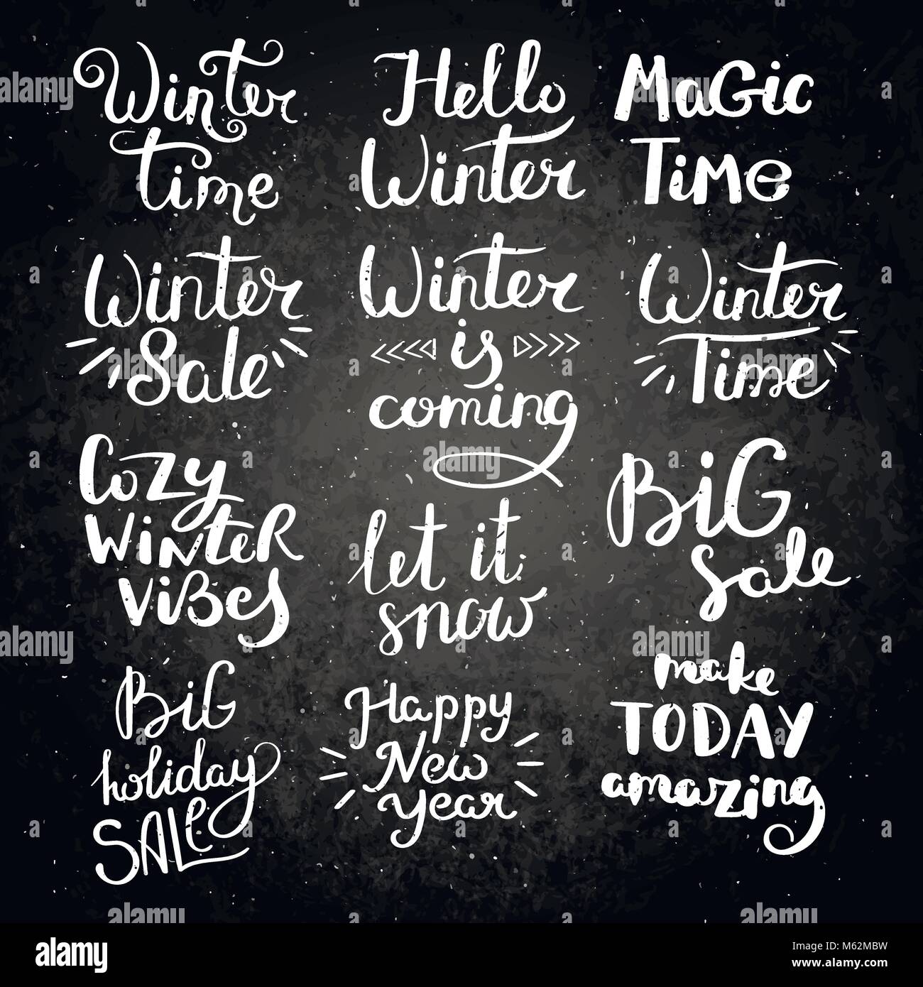 Winter collection. Set of hand drawn vector lettering phrases. Modern ...