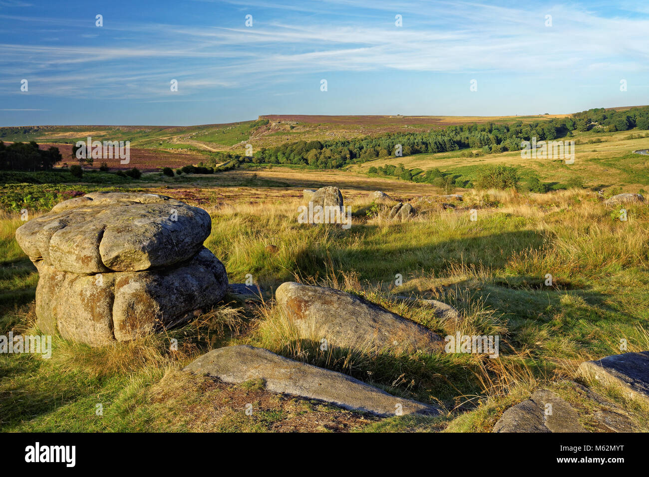 UK,Derbyshire,Peak District,Looking towards Burbage Rocks & Valley from ...