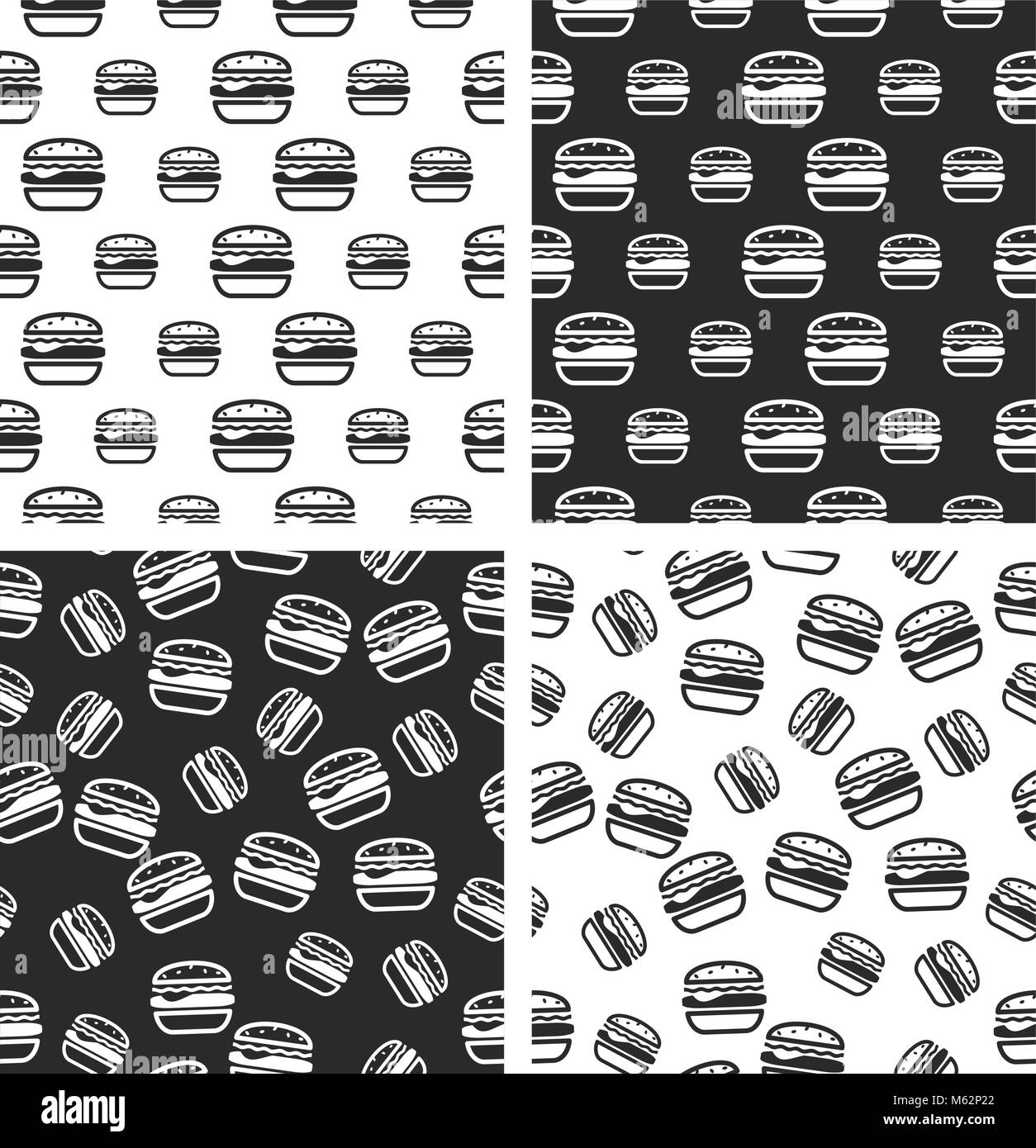 Hamburger Seamless Pattern Set Stock Vector Image & Art - Alamy