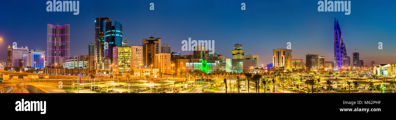 Skyline of Manama at sunset. The Kingdom of Bahrain Stock Photo - Alamy