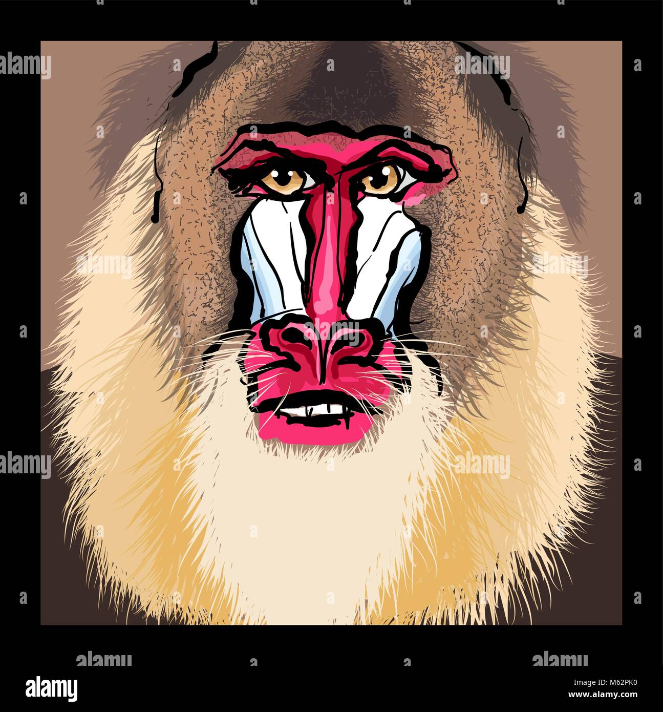 Portrait of a mandrill primate - vector illustration Stock Vector Image ...