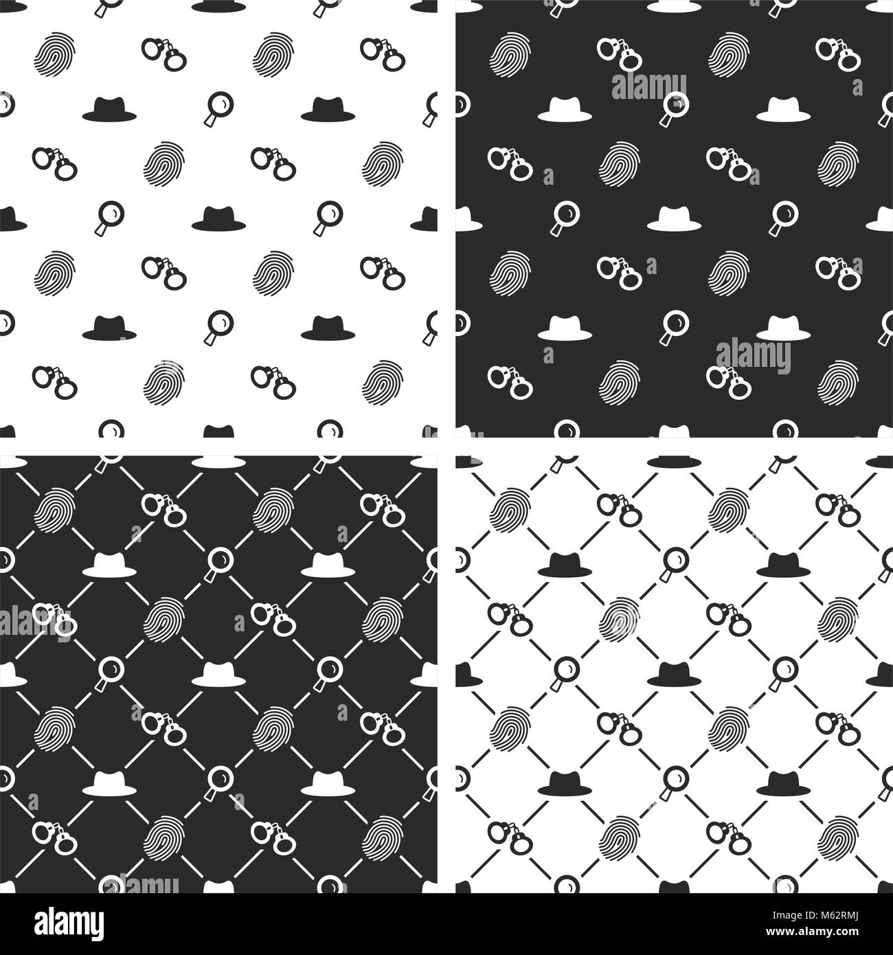 Detective Seamless Pattern Set Stock Vector Image & Art - Alamy