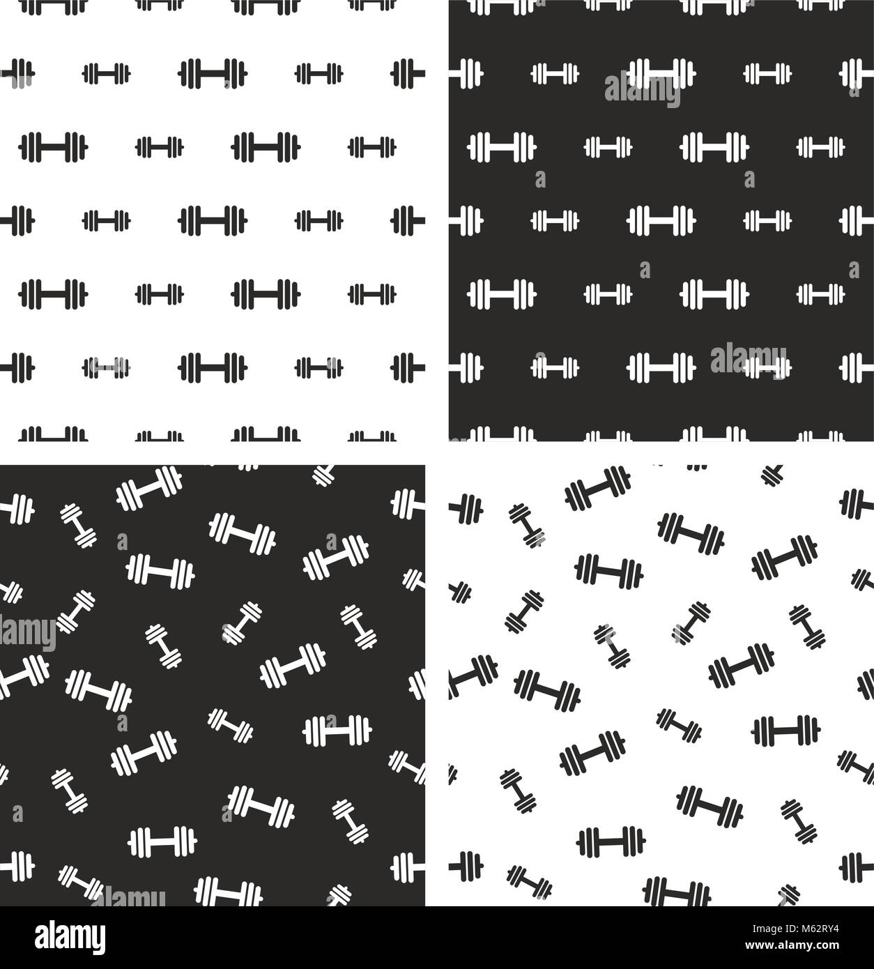 Dumbbell or Fitness Weight Seamless Pattern Set Stock Vector Image ...