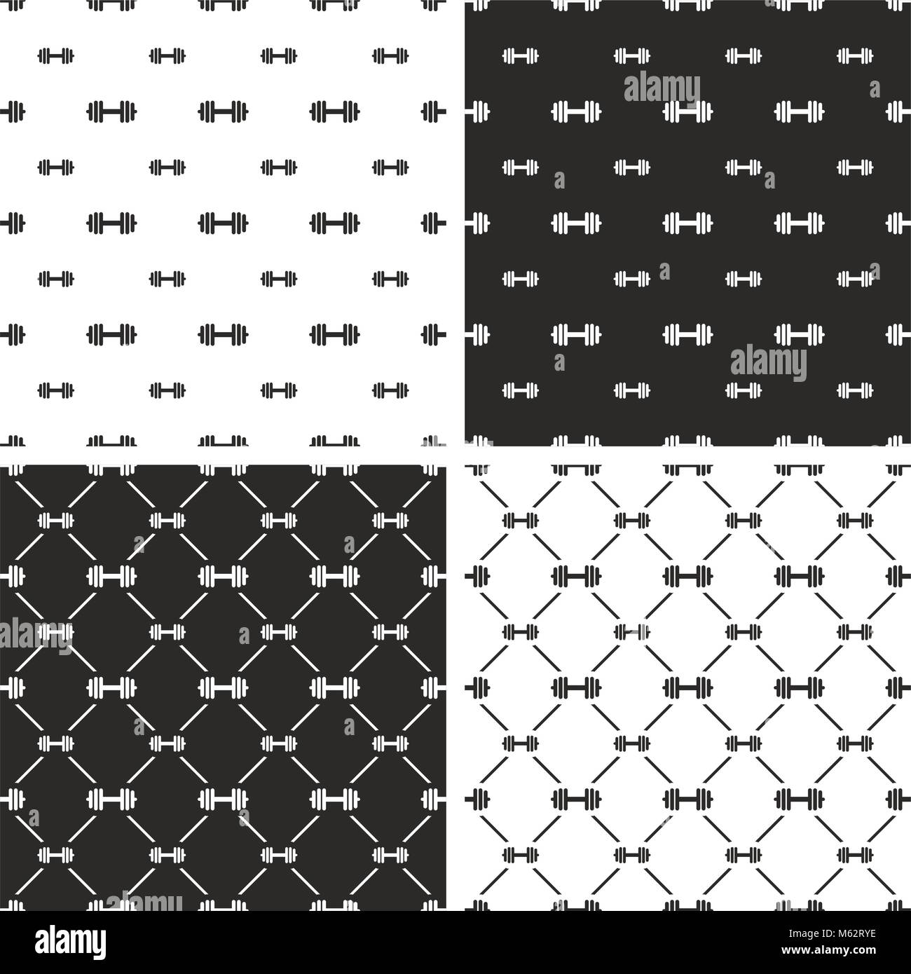 Dumbbell or Fitness Weight Seamless Pattern Set Stock Vector Image ...