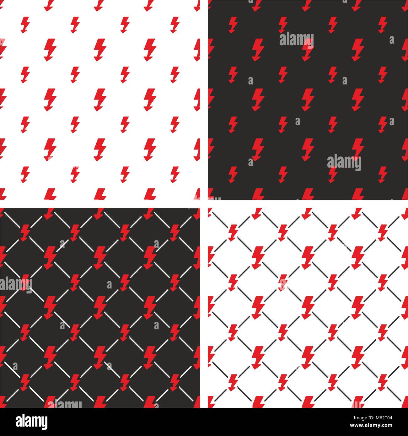 Electric Lightning Symbol Seamless Pattern Set Stock Vector Image & Art ...