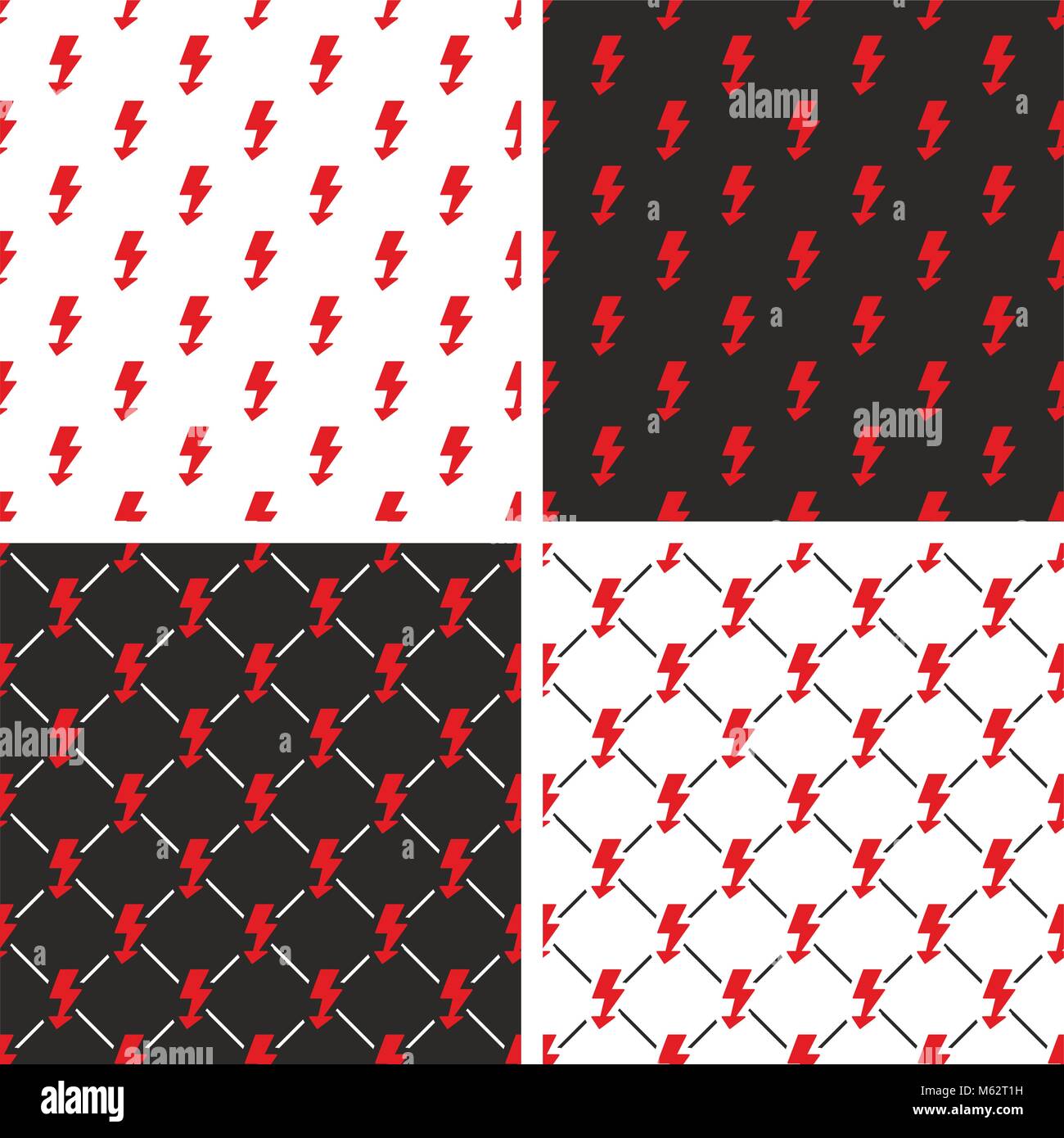 Electric Lightning Symbol Seamless Pattern Set Stock Vector Image & Art ...