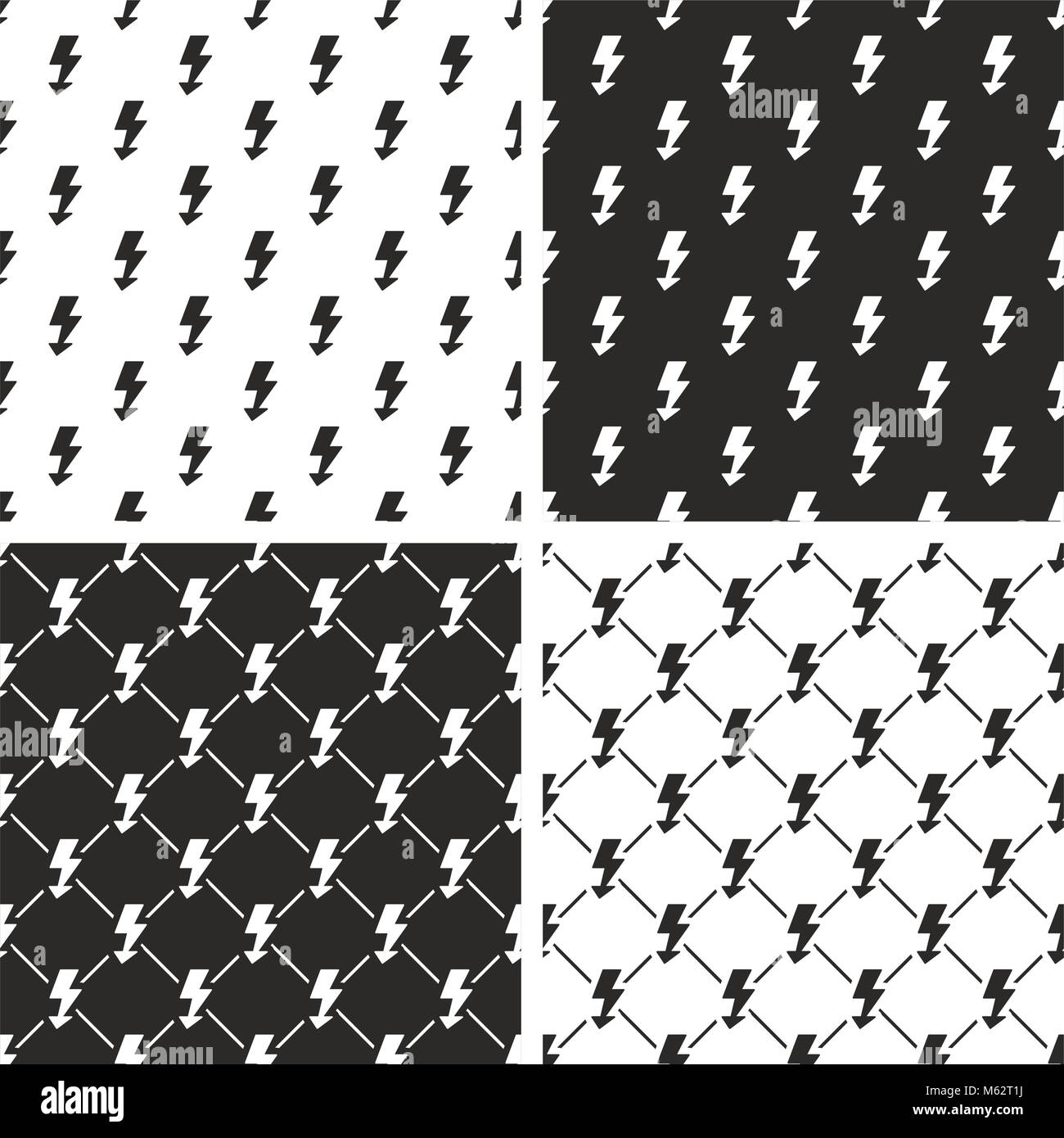 Electric Lightning Symbol Seamless Pattern Set Stock Vector Image & Art ...