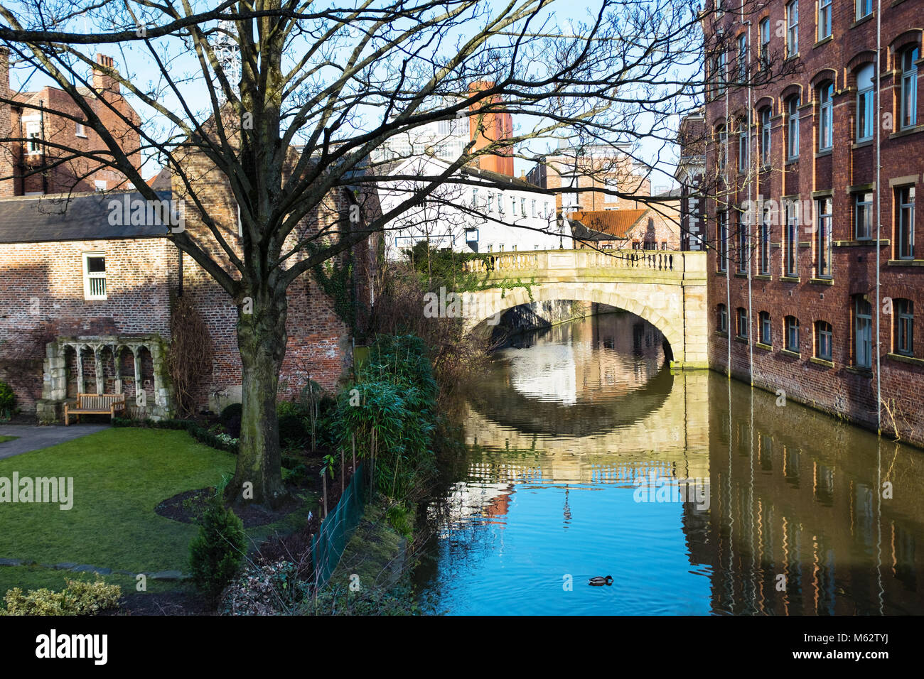 Bridge over the river Foss Stock Photo - Alamy