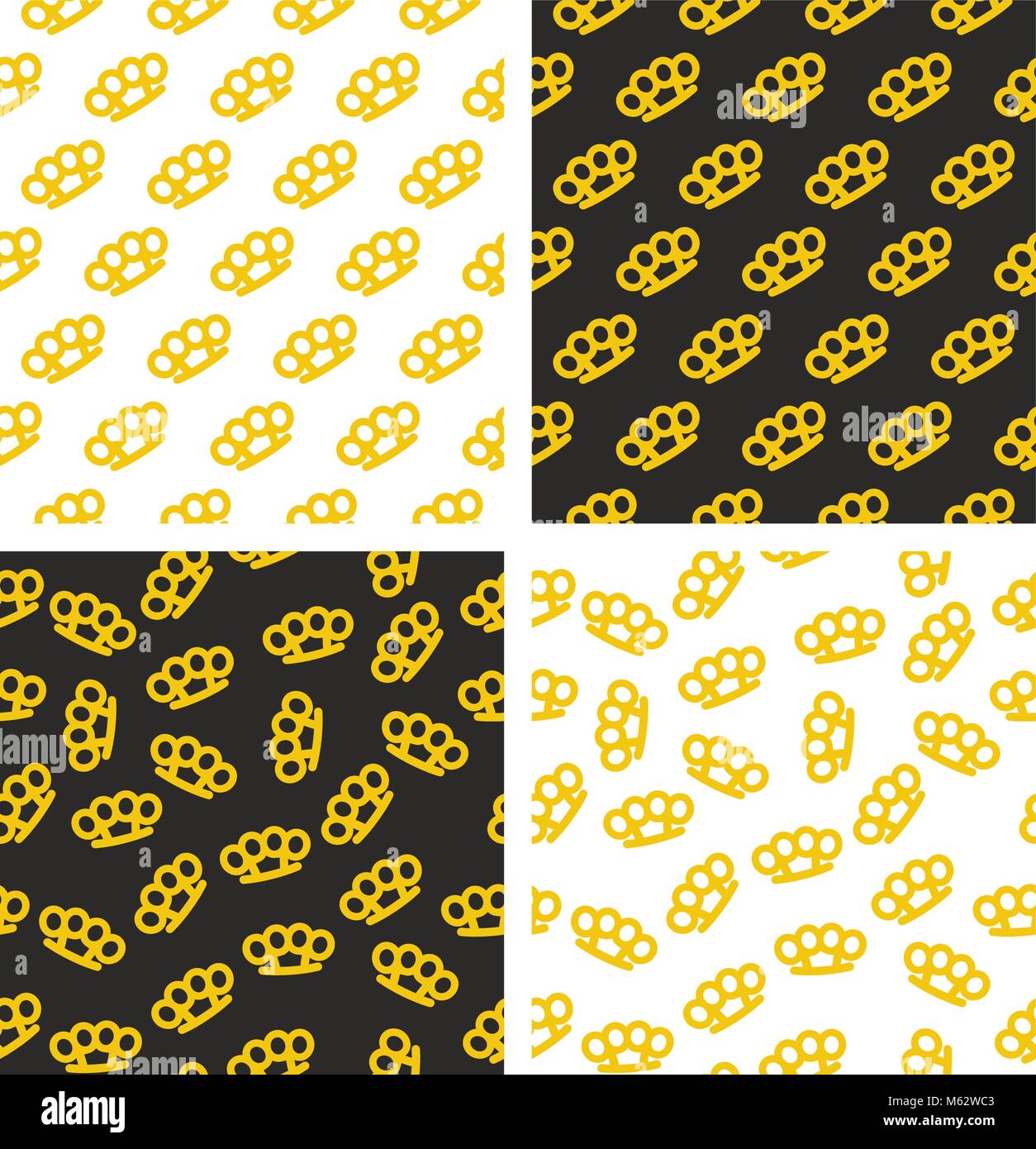 Brass Knuckles or Knuckle Duster Seamless Pattern Set Stock Vector ...