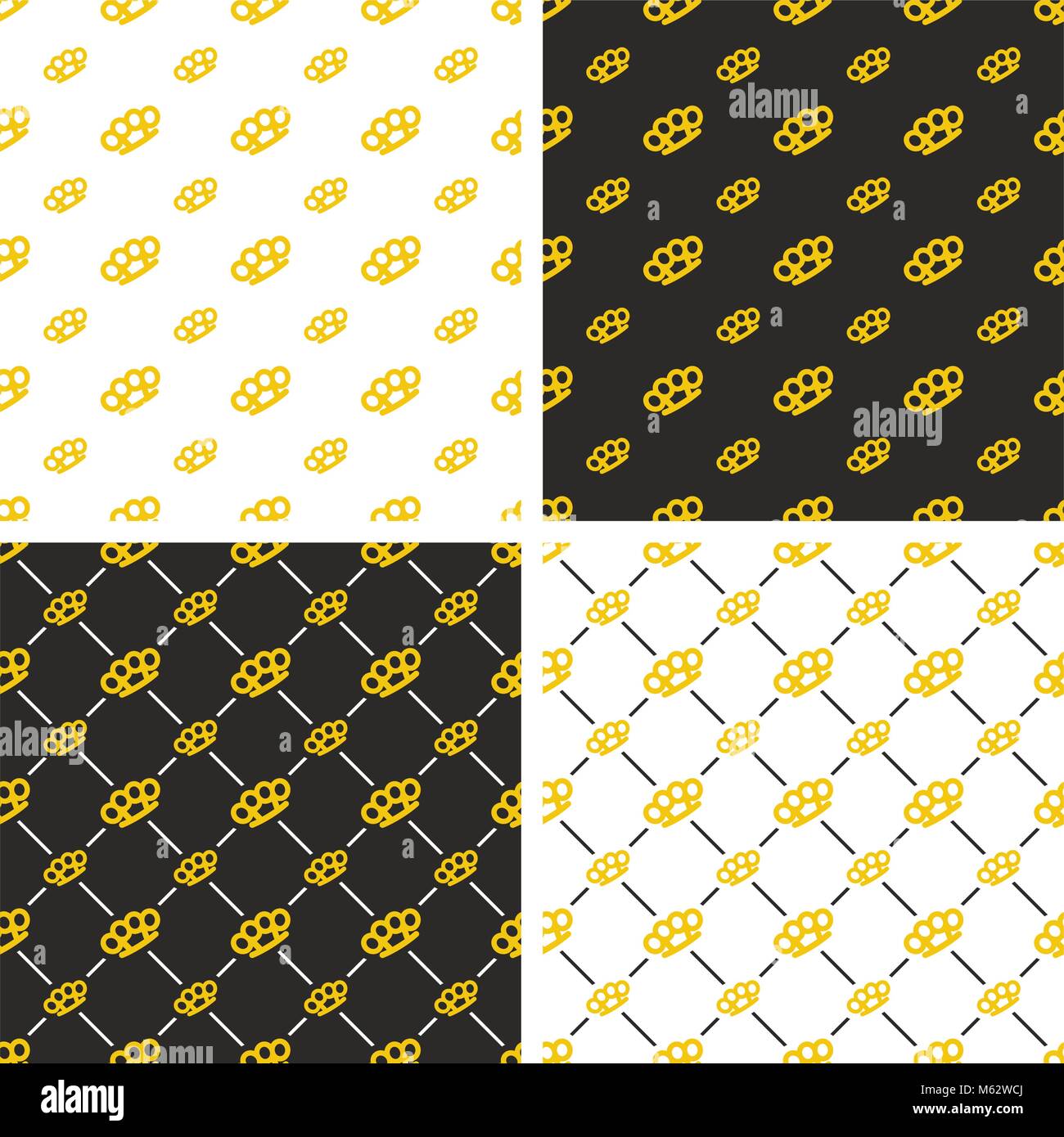 Brass Knuckles or Knuckle Duster Seamless Pattern Set Stock Vector ...