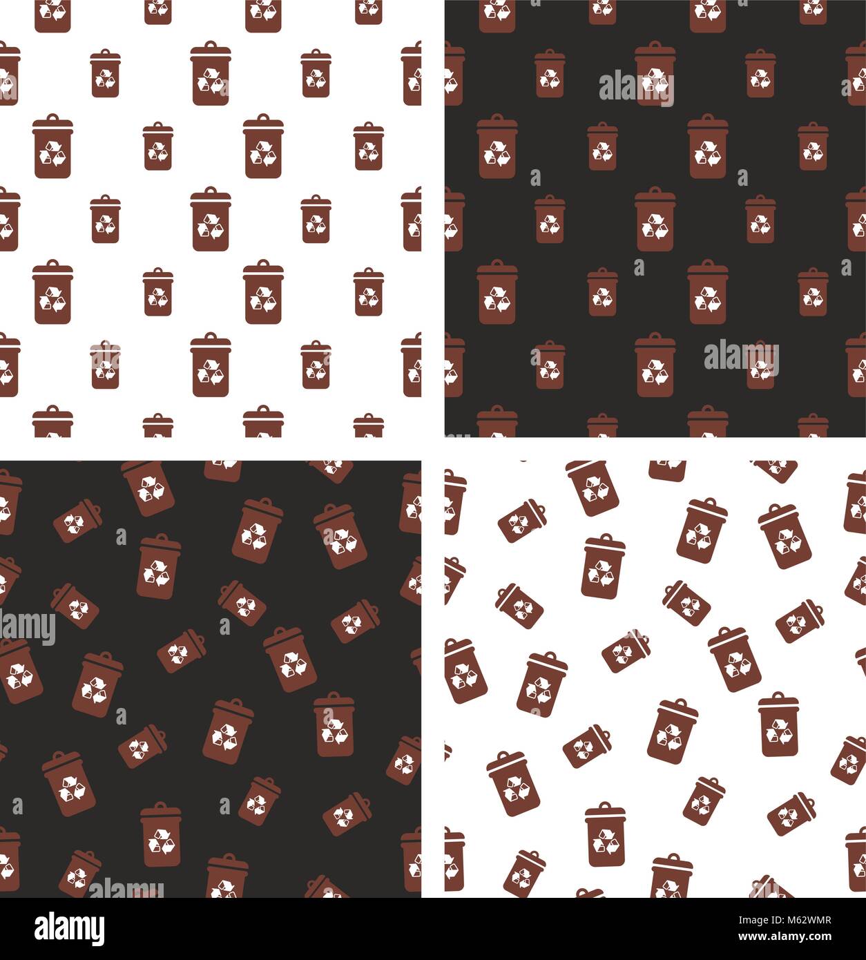 Brown Recycling Trash Can for Biodegradable Waste Seamless Pattern ...