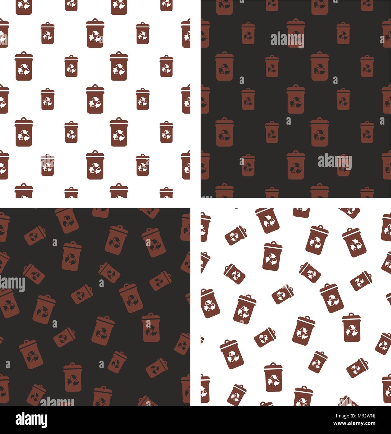 Brown Recycling Trash Can for Biodegradable Waste Seamless Pattern ...