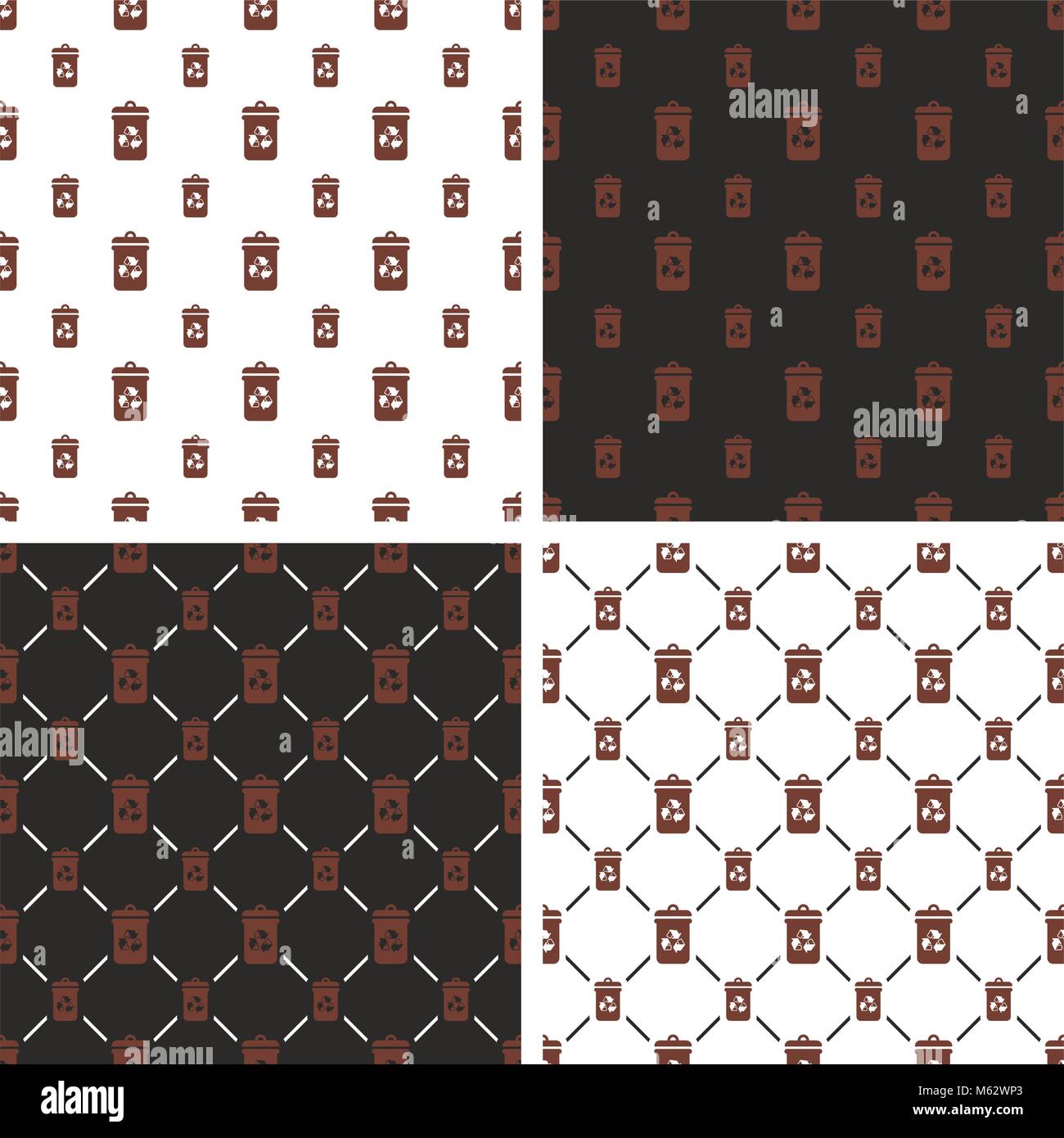 Brown Recycling Trash Can for Biodegradable Waste Seamless Pattern ...