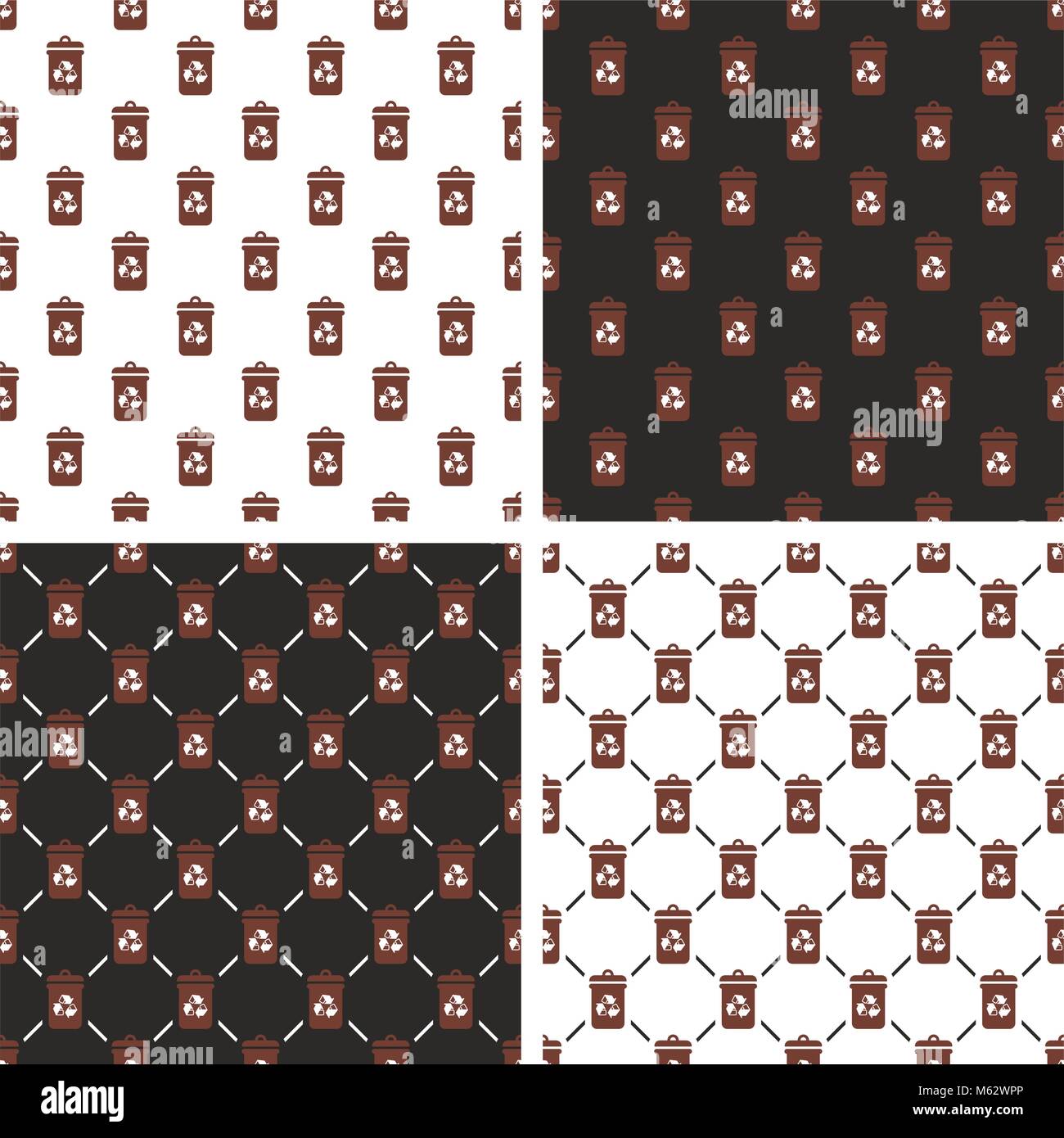 Brown Recycling Trash Can for Biodegradable Waste Seamless Pattern ...
