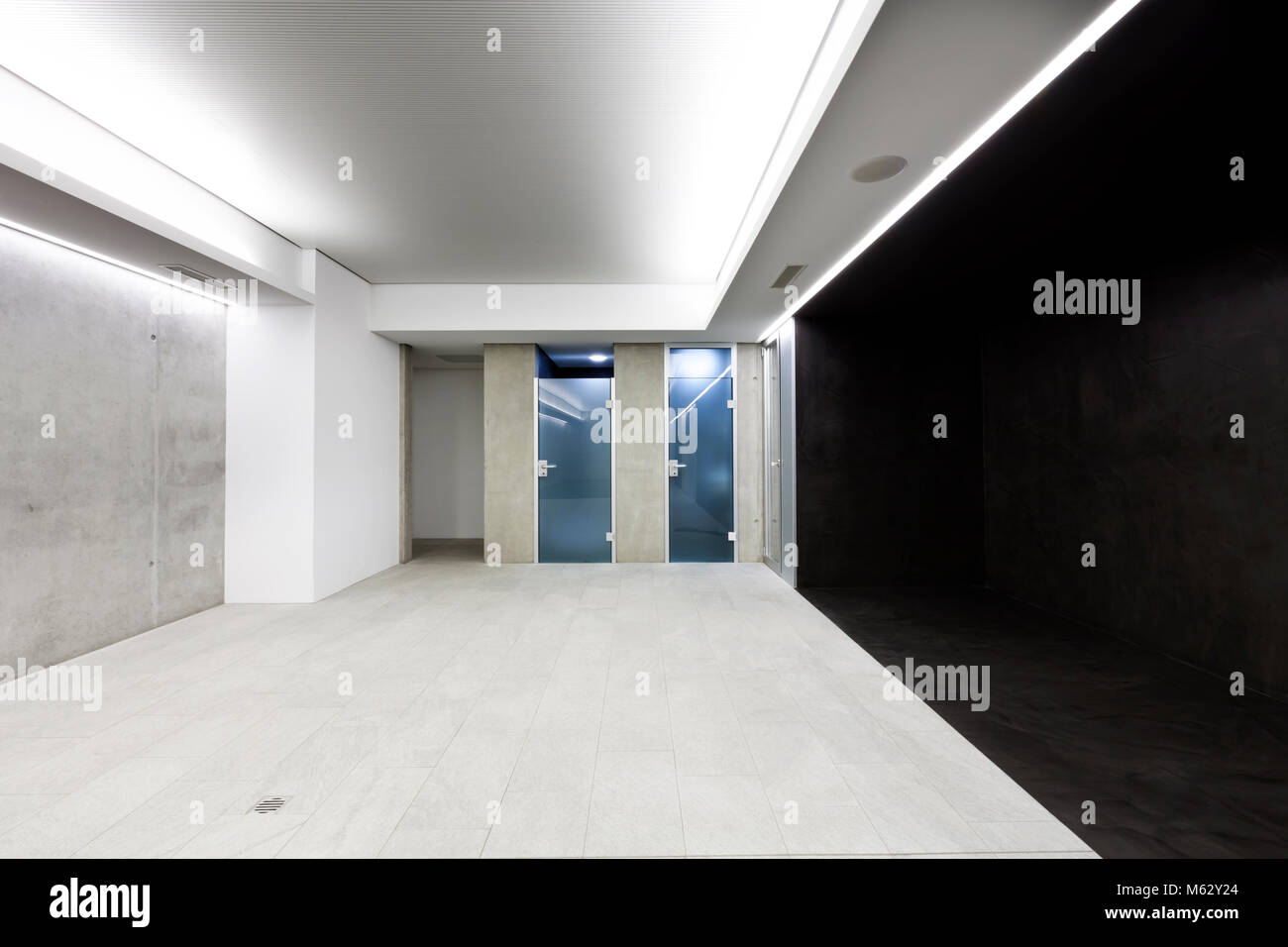 modern concrete house , indoor pool, exit Stock Photo - Alamy